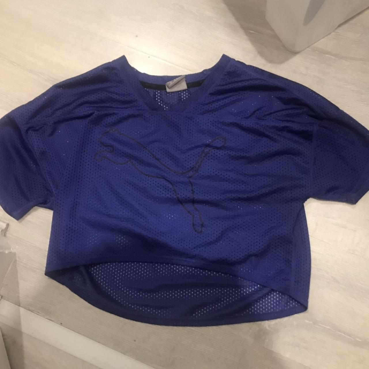 Puma mesh purple gym crop top in size 10 Worn but... - Depop