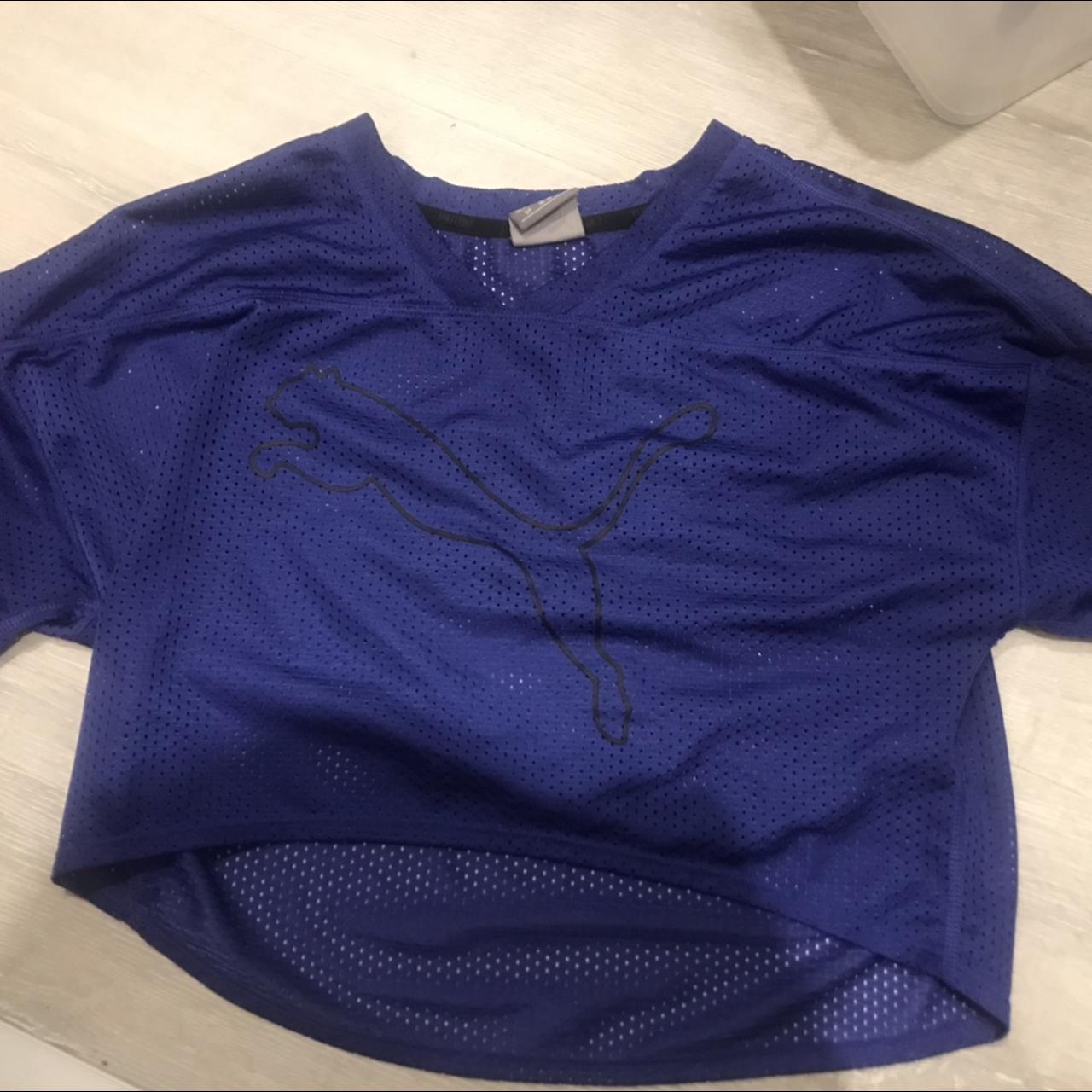 Puma mesh purple gym crop top in size 10 Worn but... - Depop