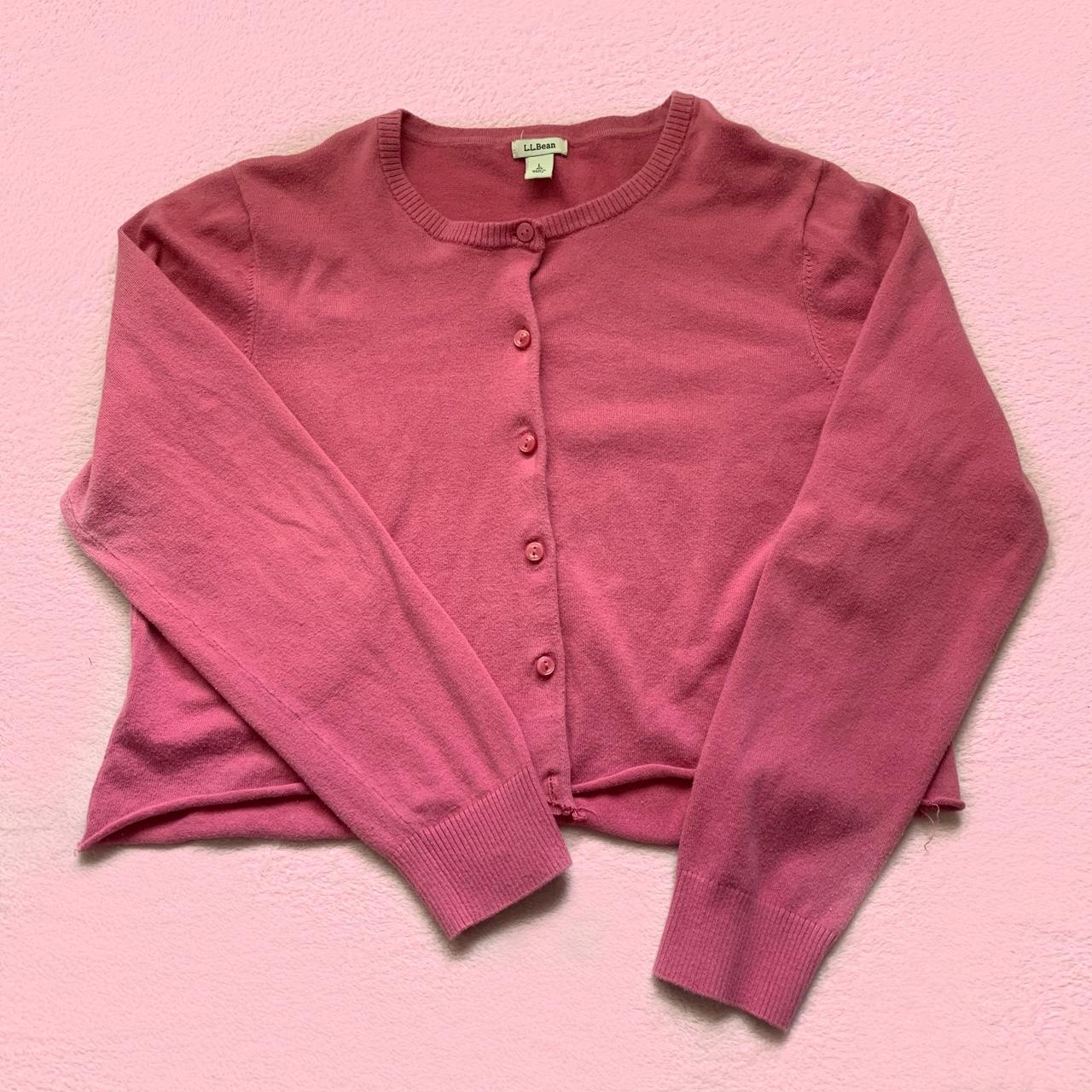 cropped LL bean pink cardigan kind of reminds me of... - Depop