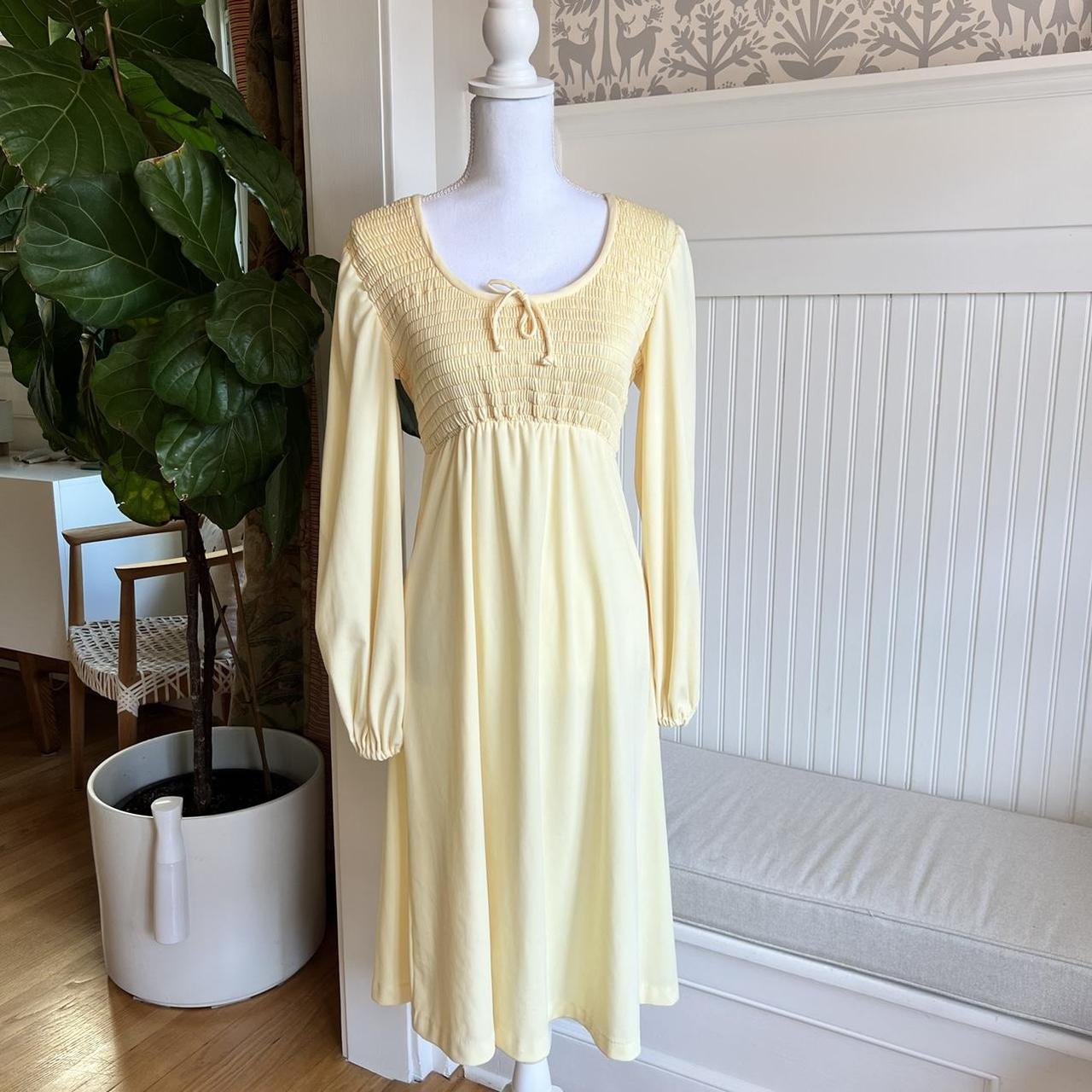 True vintage 70s handmade pastel yellow milkmaid... - Depop