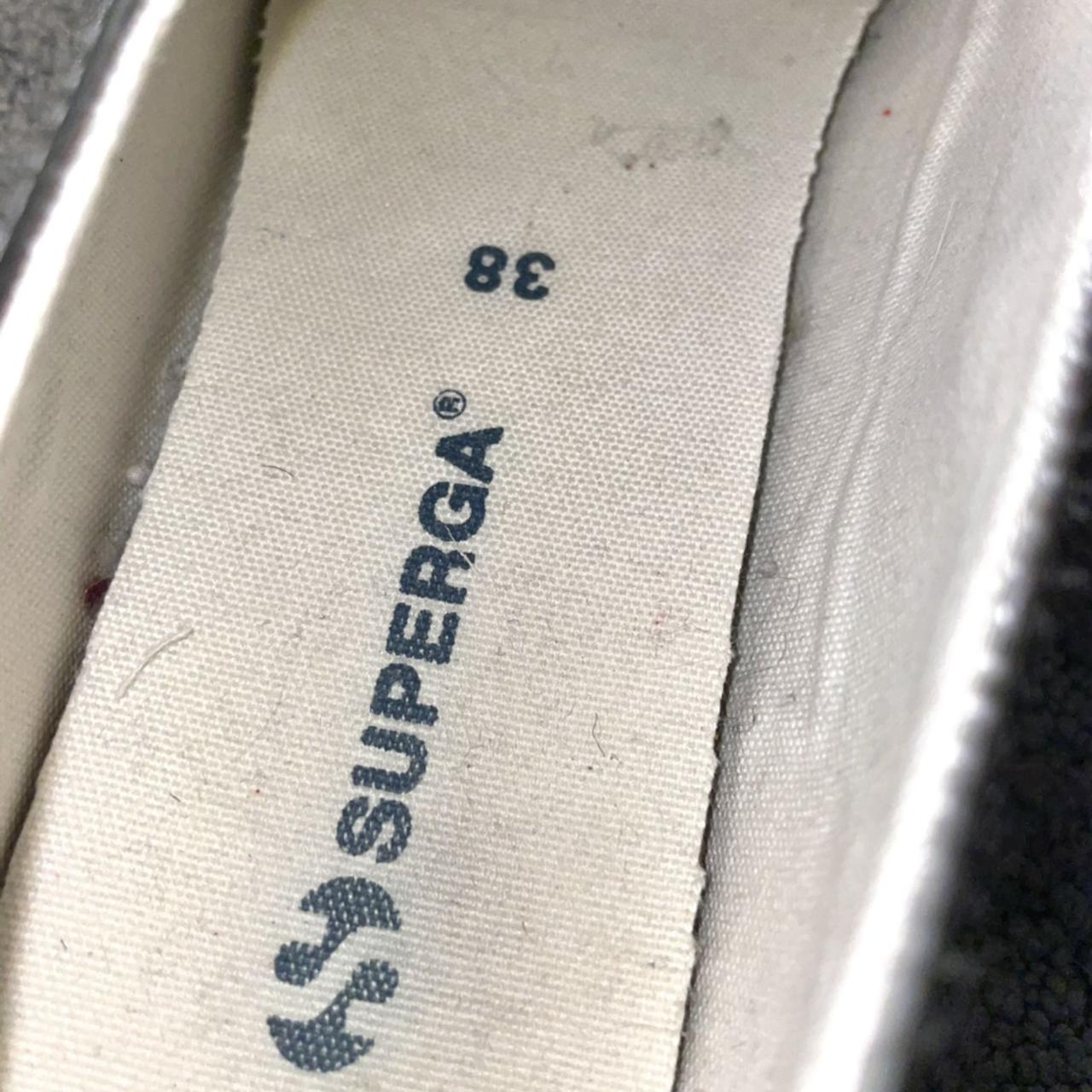 Silver/ chrome women’s superga sneakers. Size 38... - Depop