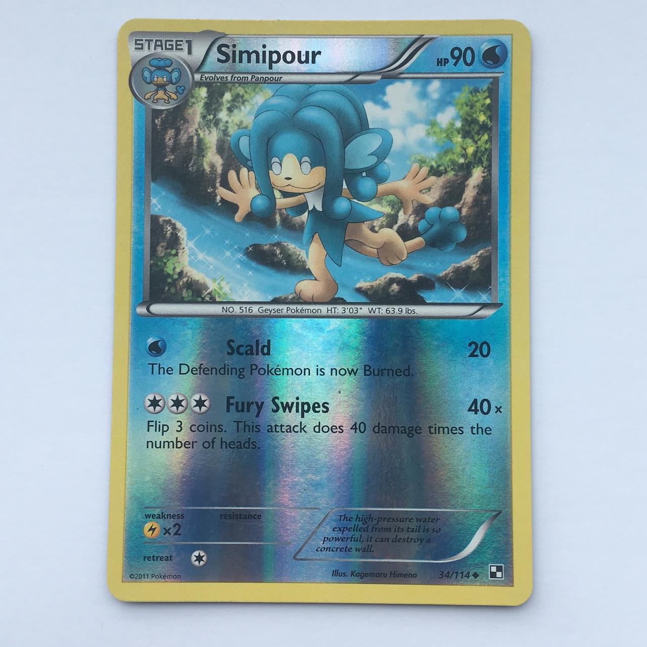 Simipour reverse holo Pokemon Card - 34/114 Black &... - Depop