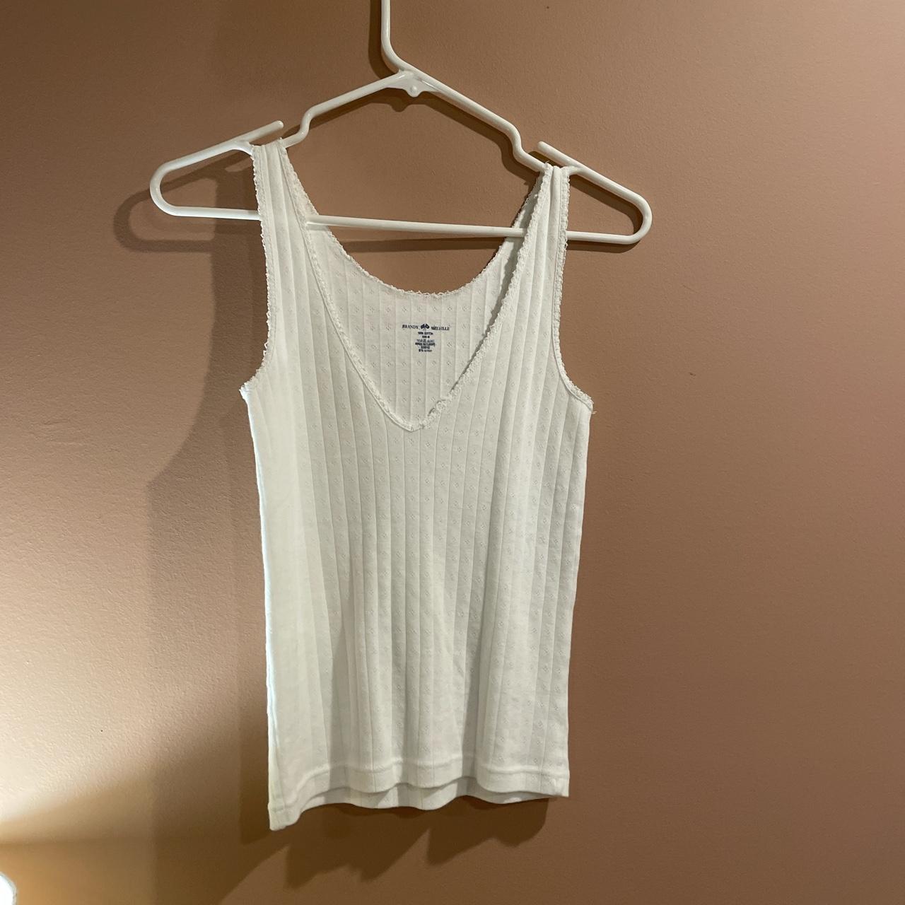 Brandy white vneck tank #preppy #spring #tanktop... - Depop