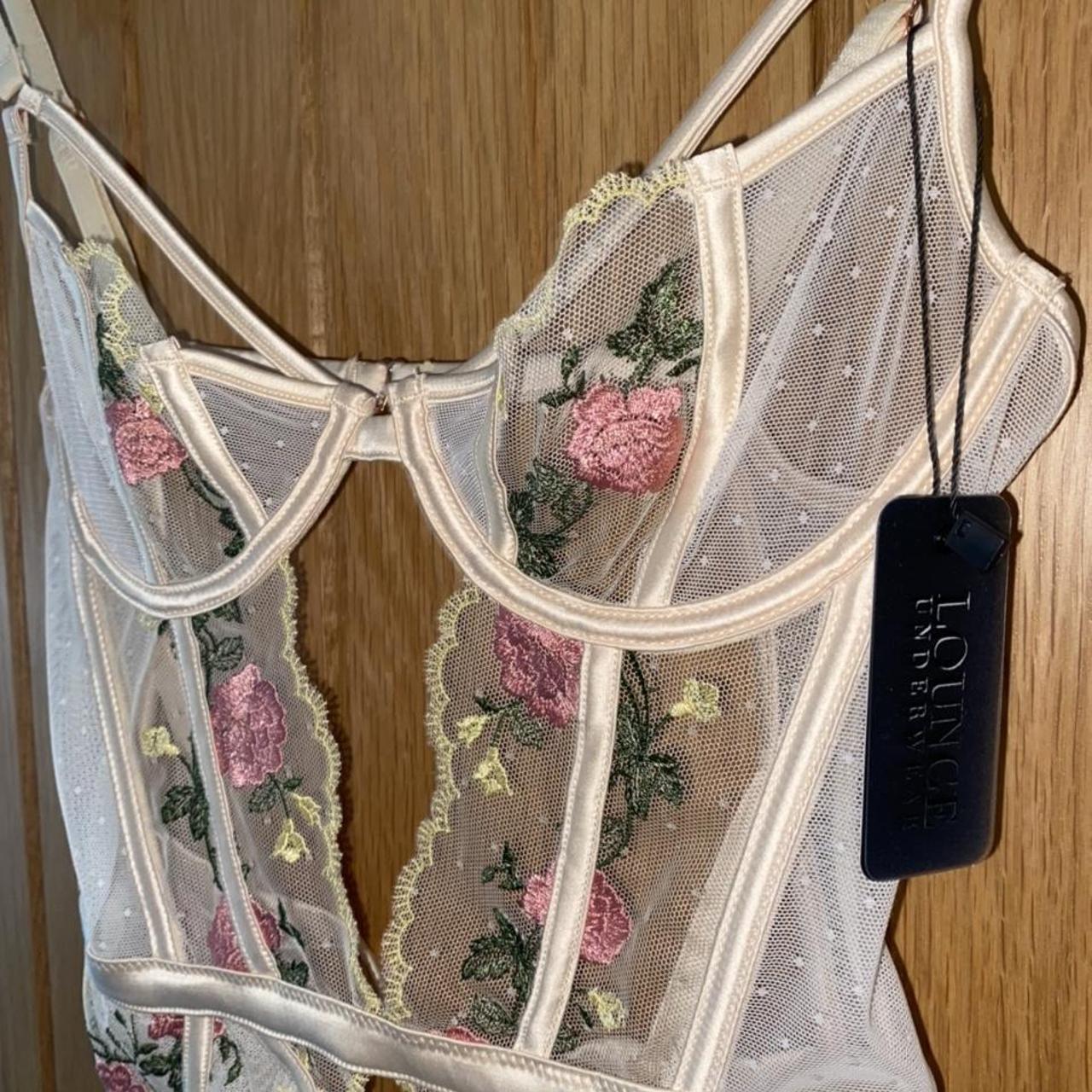 Lounge Underwear/Intimates cream embroidered... - Depop