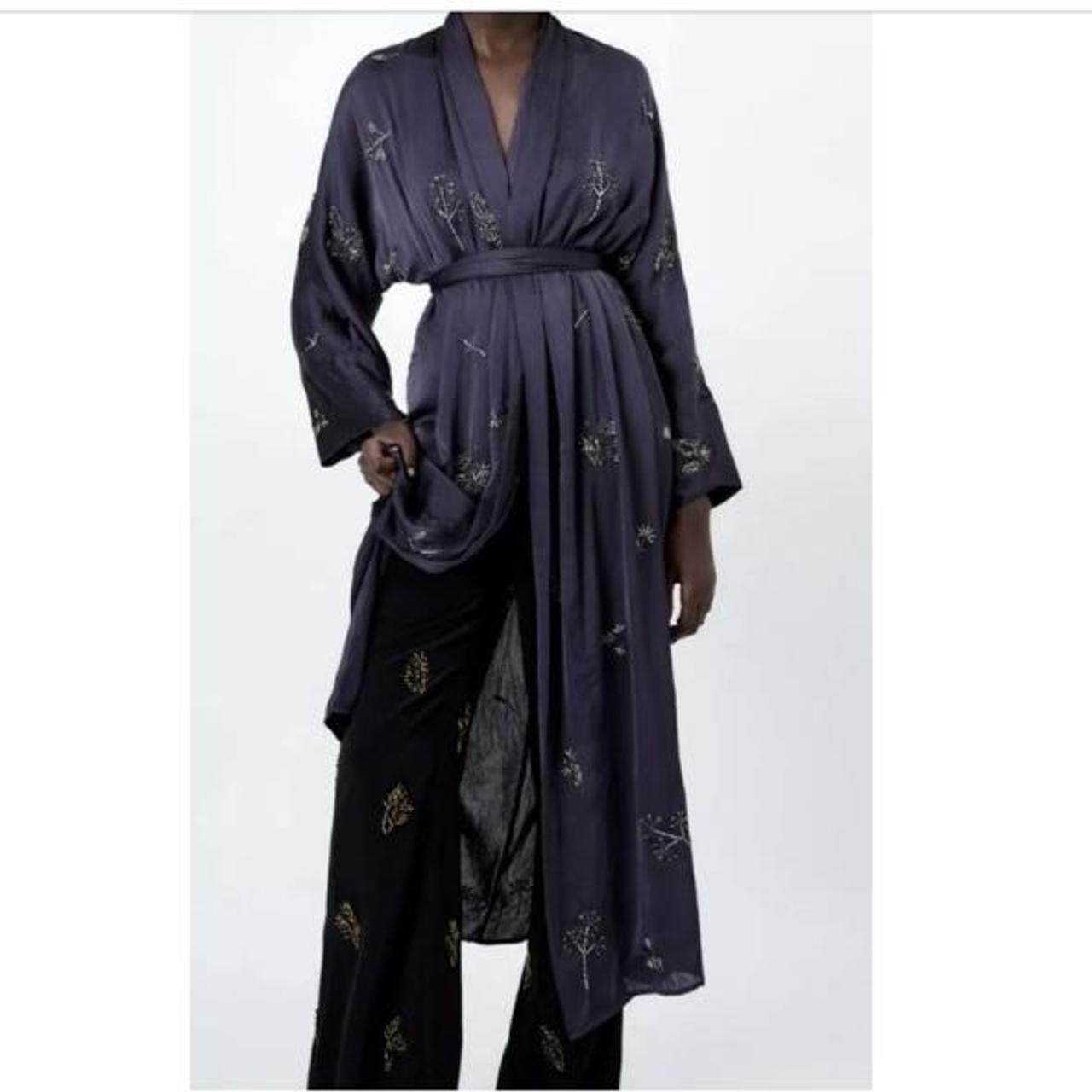 ZARA WOMAN KIMONO DRESS WITH BEADING LIMITED EDITION... - Depop