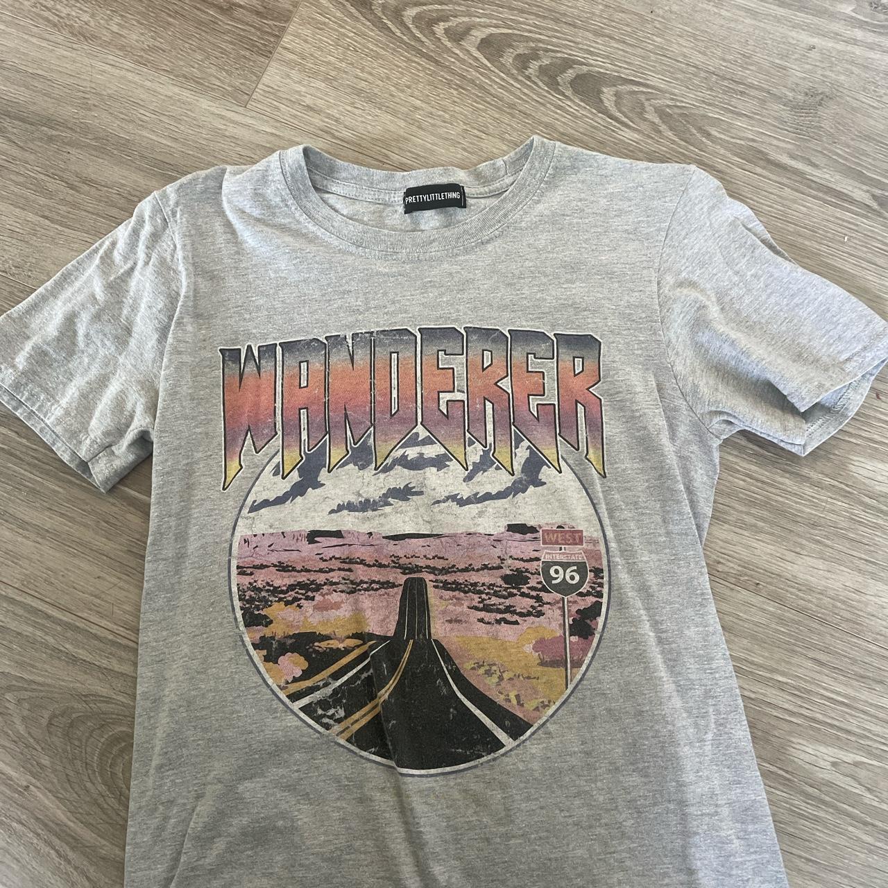 Pretty little thing wanderer grey T shirt Graphic T... - Depop
