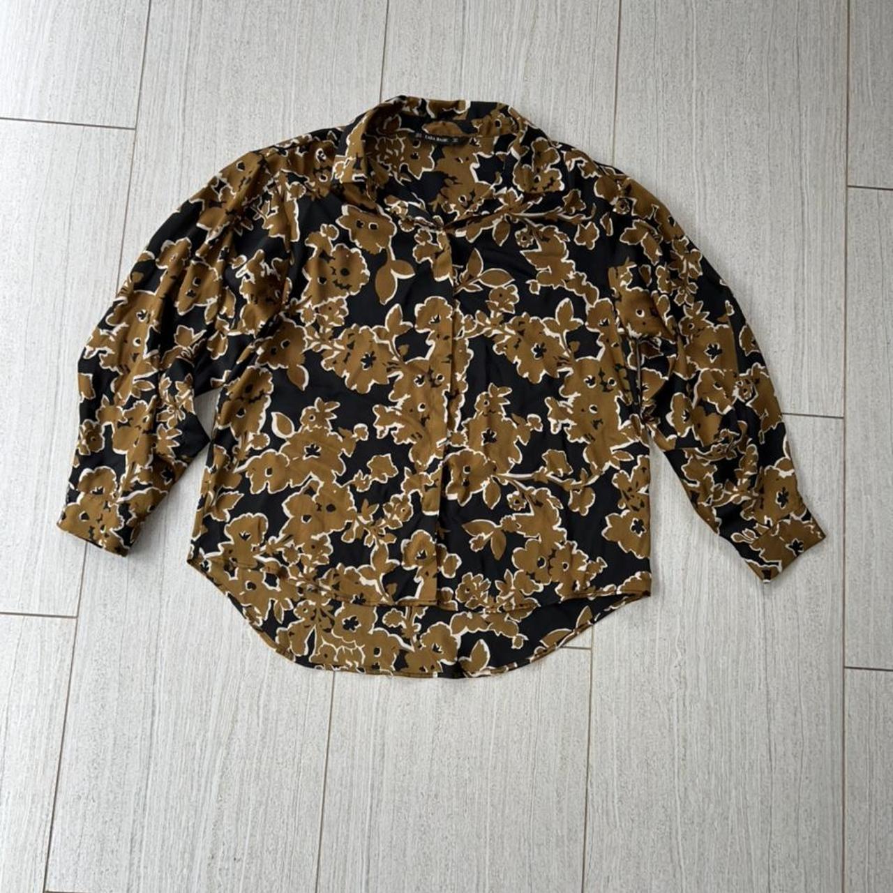 Zara Women's Black and Brown Blouse | Depop