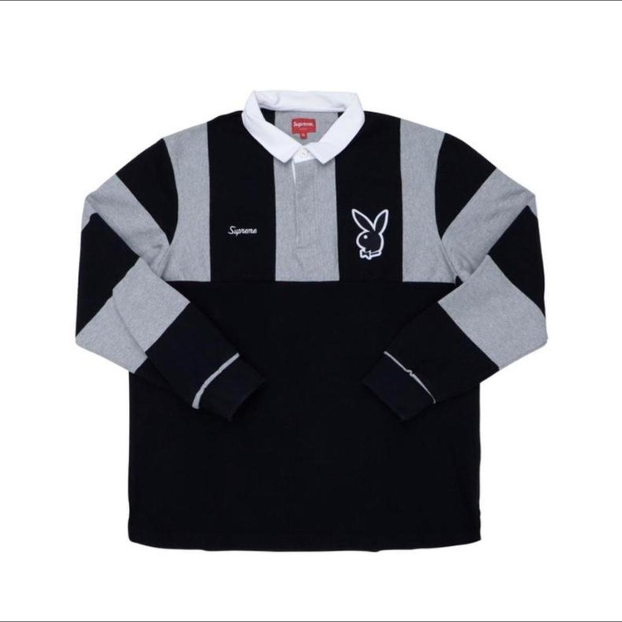 Supreme x Playboy Rugby Shirt in Grey/Black... - Depop