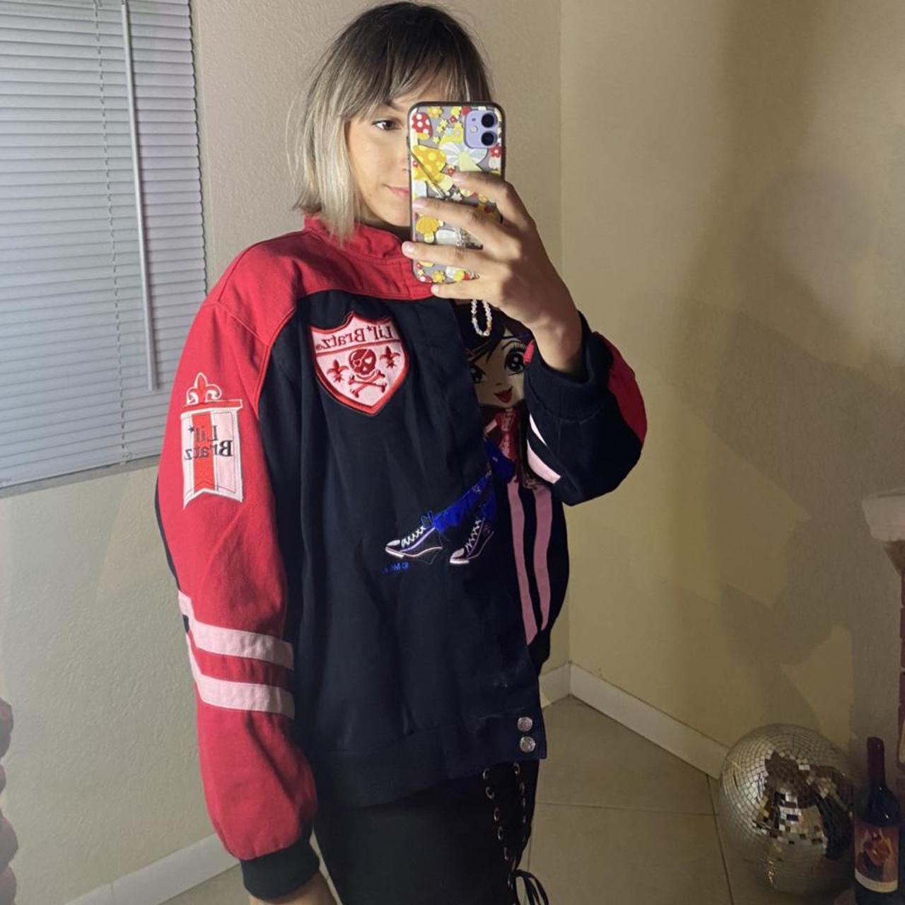 lol brats y2k bomber jacket size youth XL will fit... - Depop