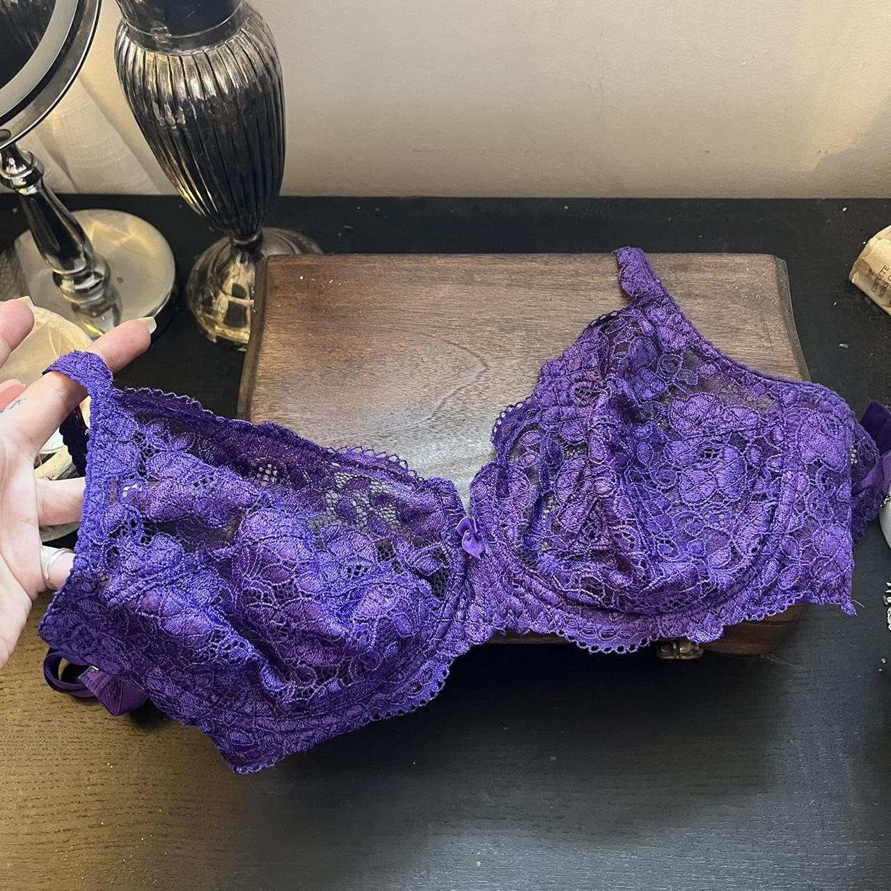 🖤 the sweetest french vintage purple lace bra 🖤... - Depop