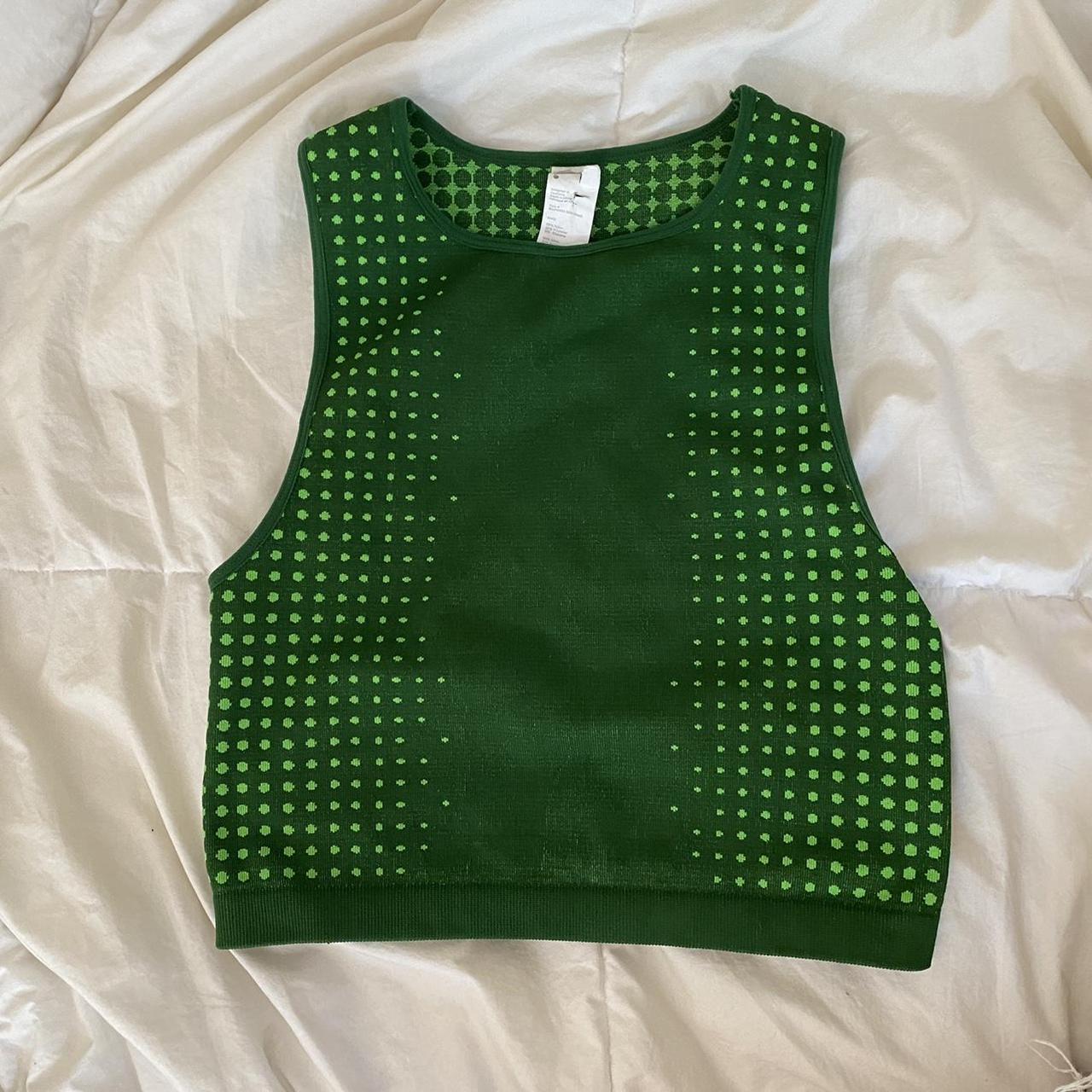 Two toned green polka dotted Fabletics workout... - Depop