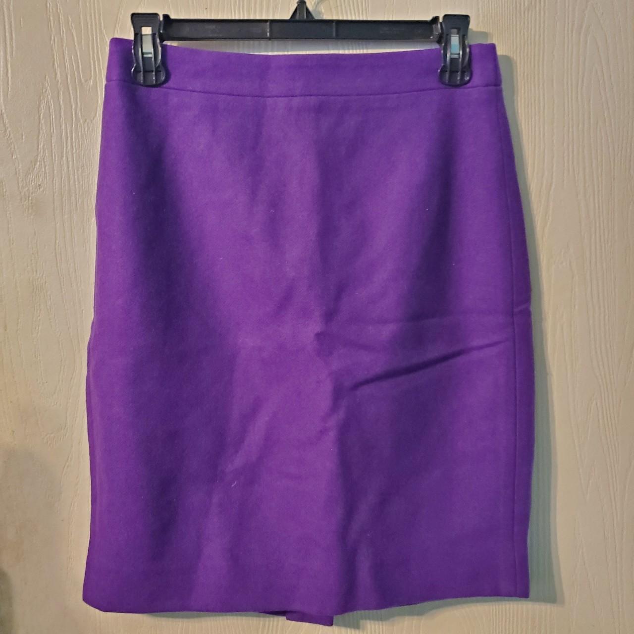 J.Crew purple wool pencil skirt. Size 00 - Depop