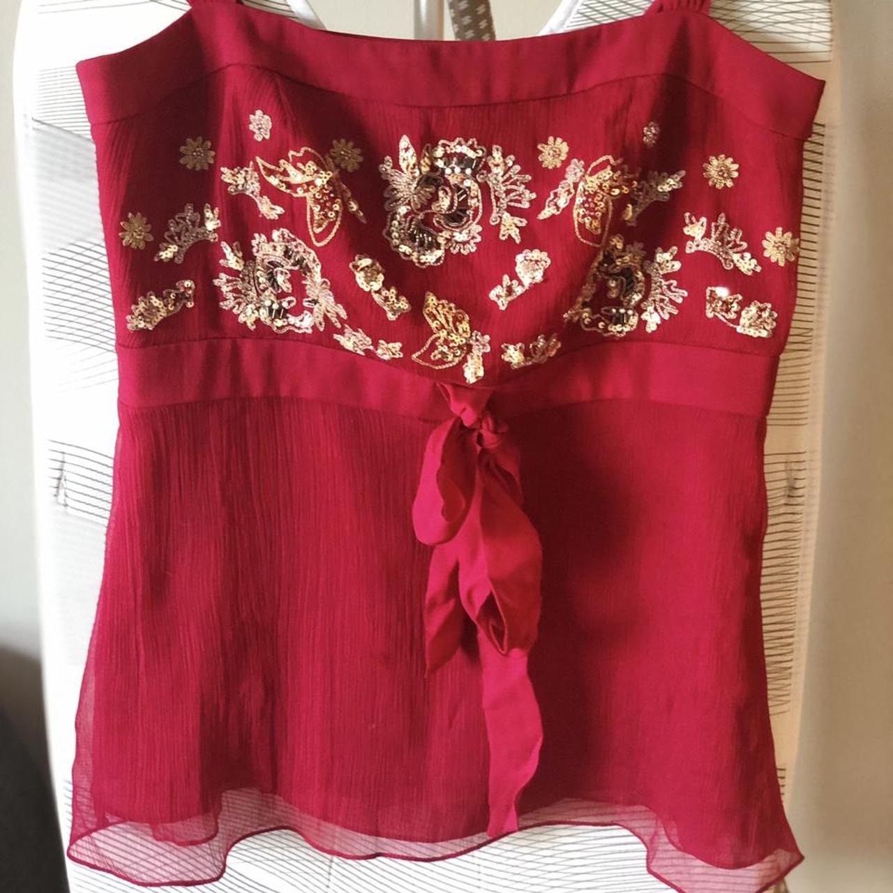 Pretty embroidered Monsoon top for evening wear.... - Depop