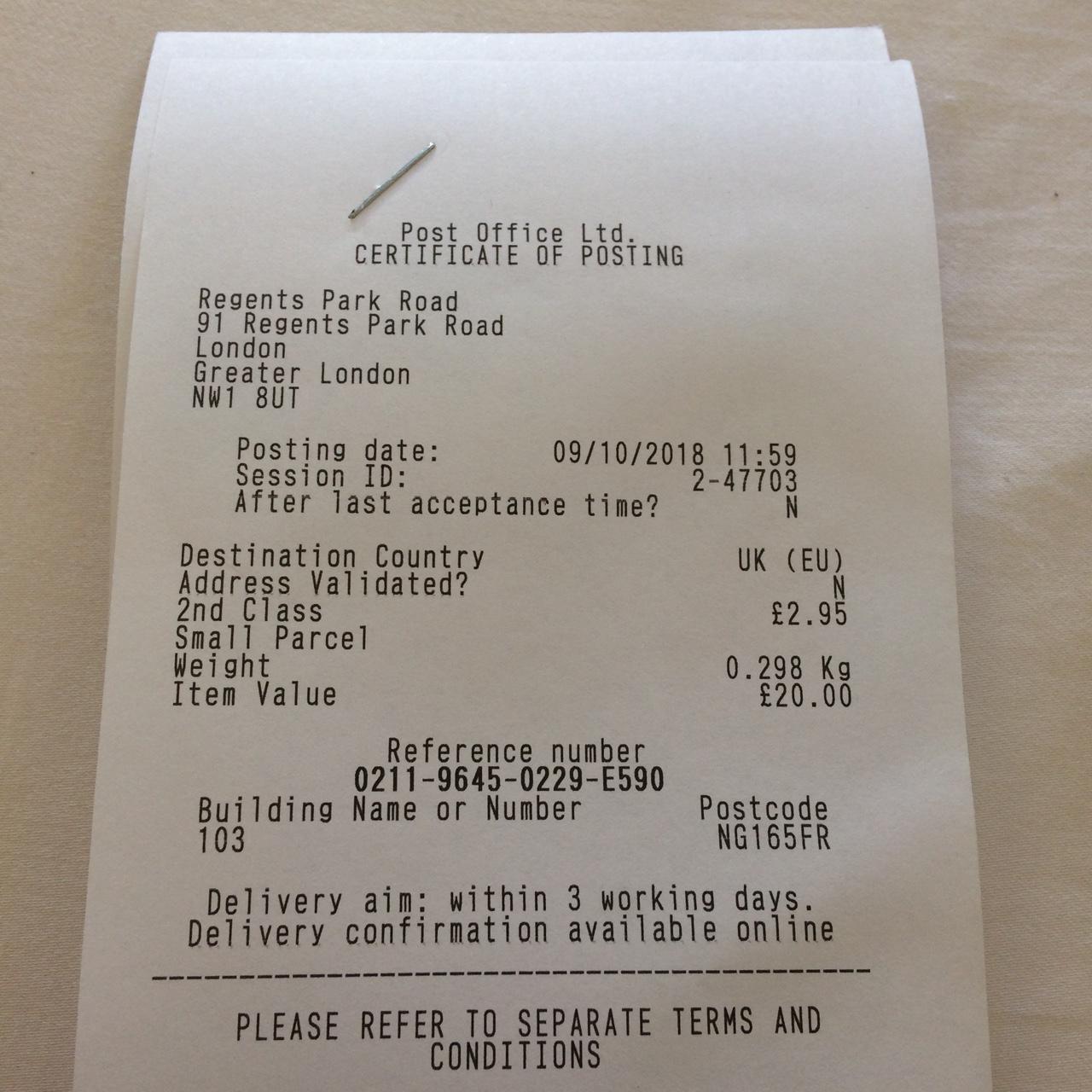 Proof of postage x - Depop