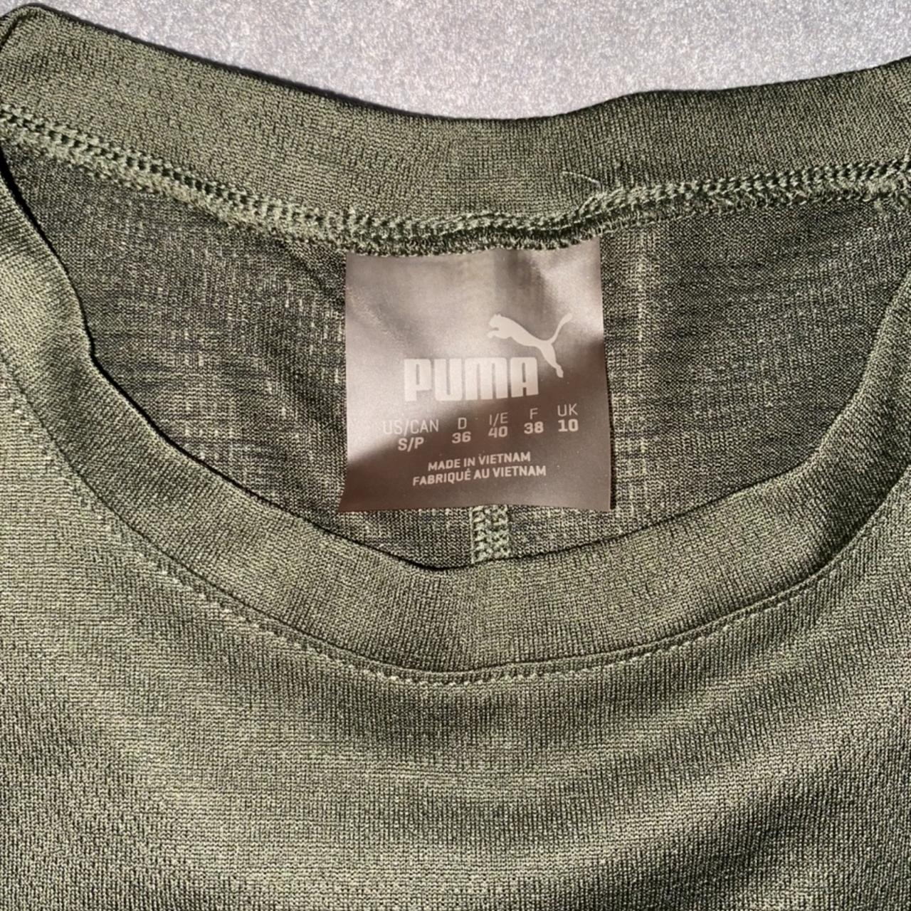 Puma gym top in khaki in size 10 but would fit a... - Depop