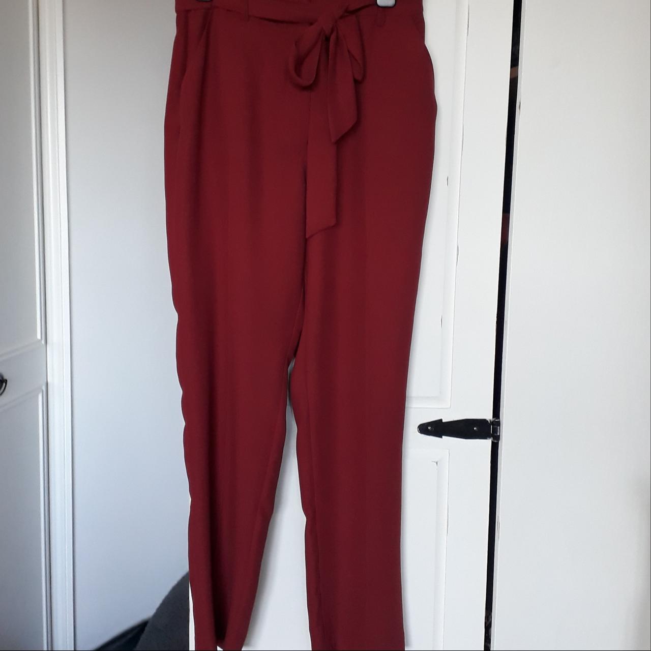 Forever 21 Rust colour trousers with tie belt,size... - Depop