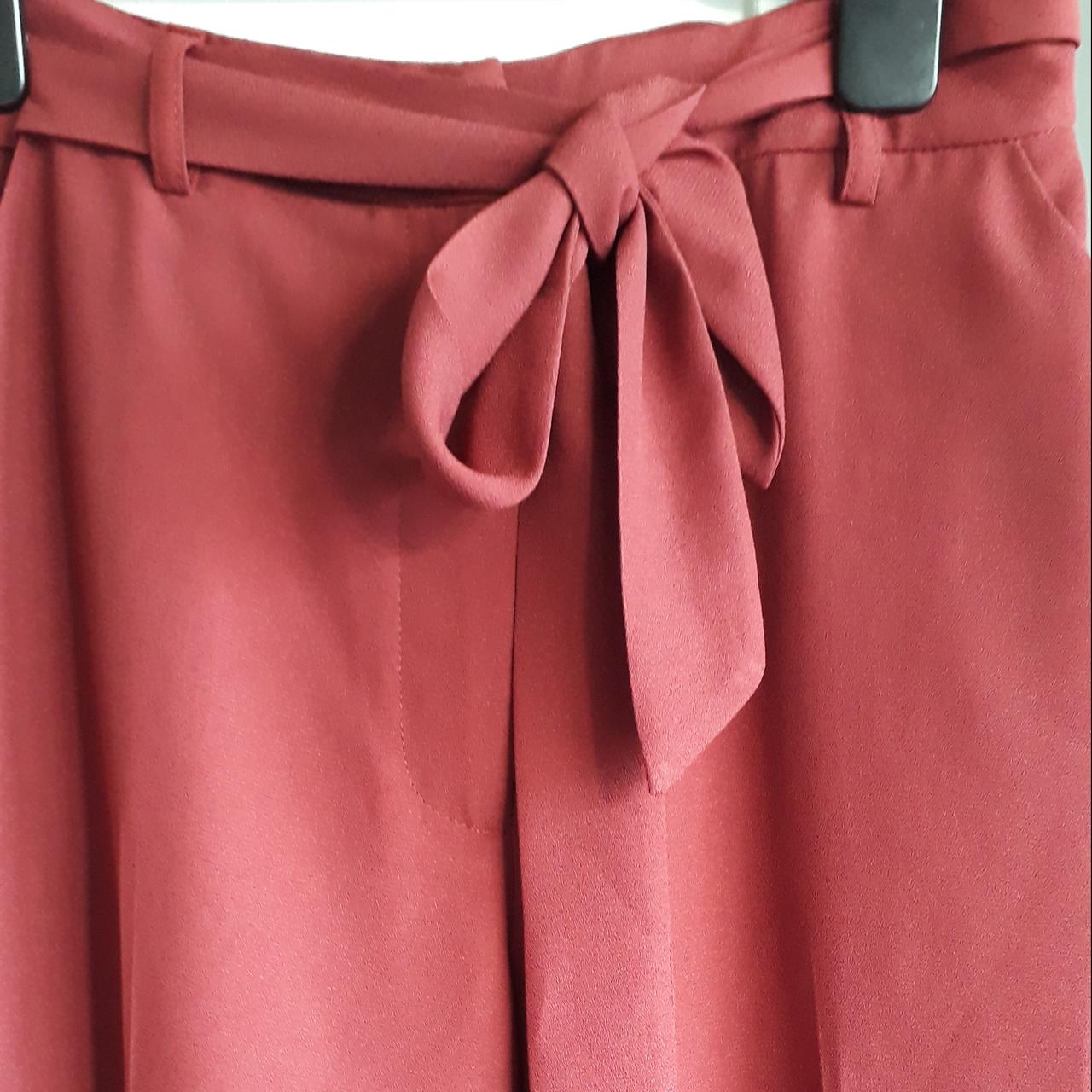Forever 21 Rust colour trousers with tie belt,size... - Depop