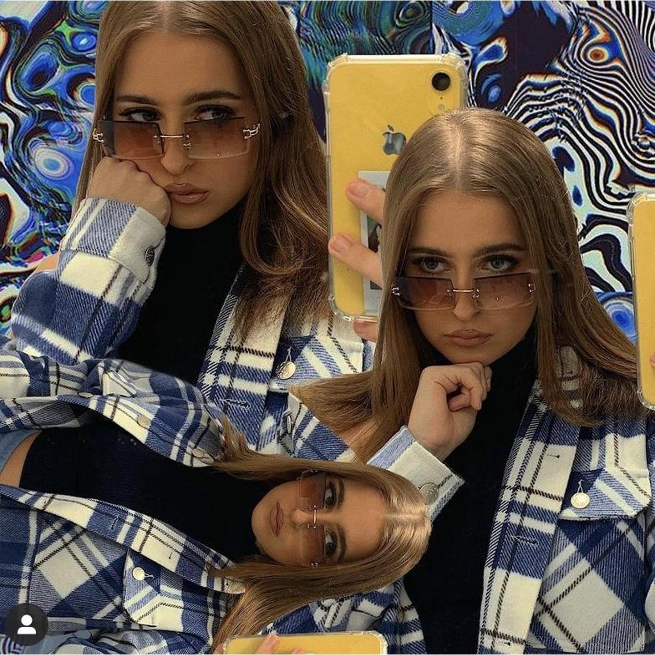 Blue & white checked Zara shacket Hardly worn... - Depop