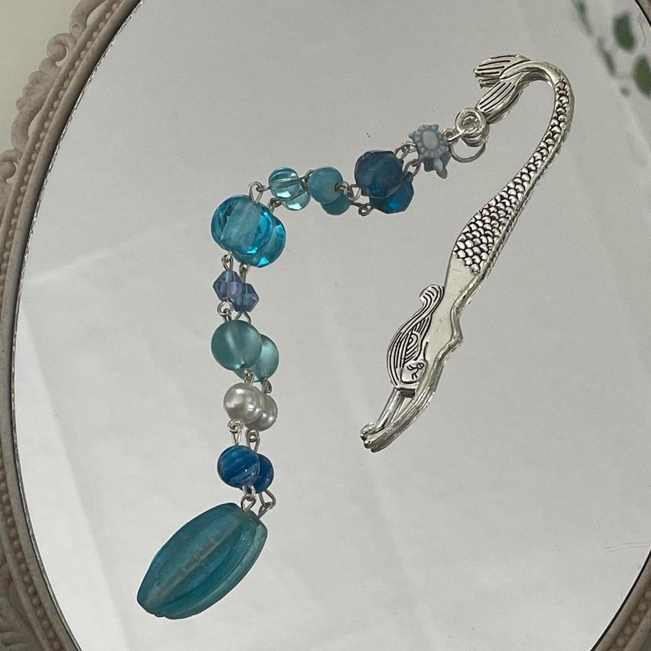 🐚OCEAN BLUE BOOKMARK🐬 Blue glass beaded mermaid... - Depop