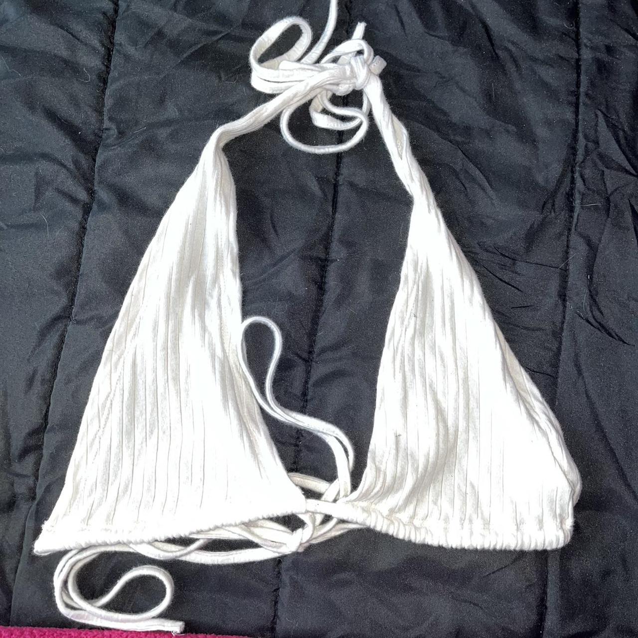 SHEIN RIBBED HALTER TRIANGLE TIE BACK CROP TANK... - Depop