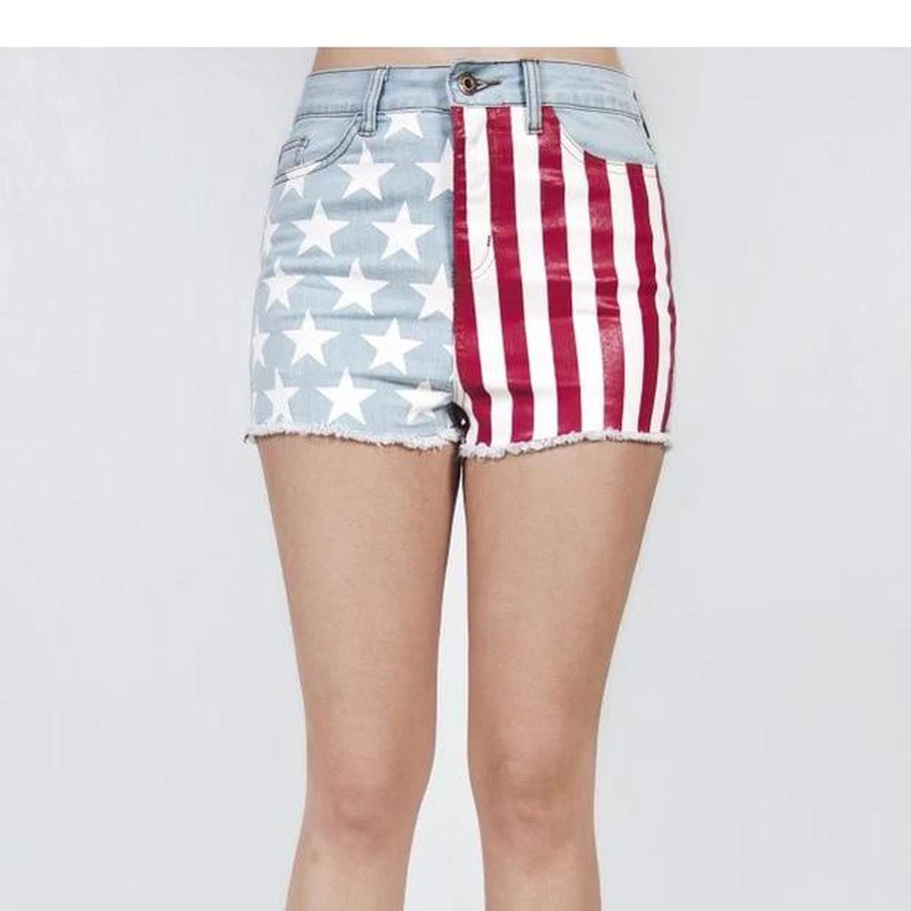Missguided stars & stripes denim shorts Size 12... - Depop