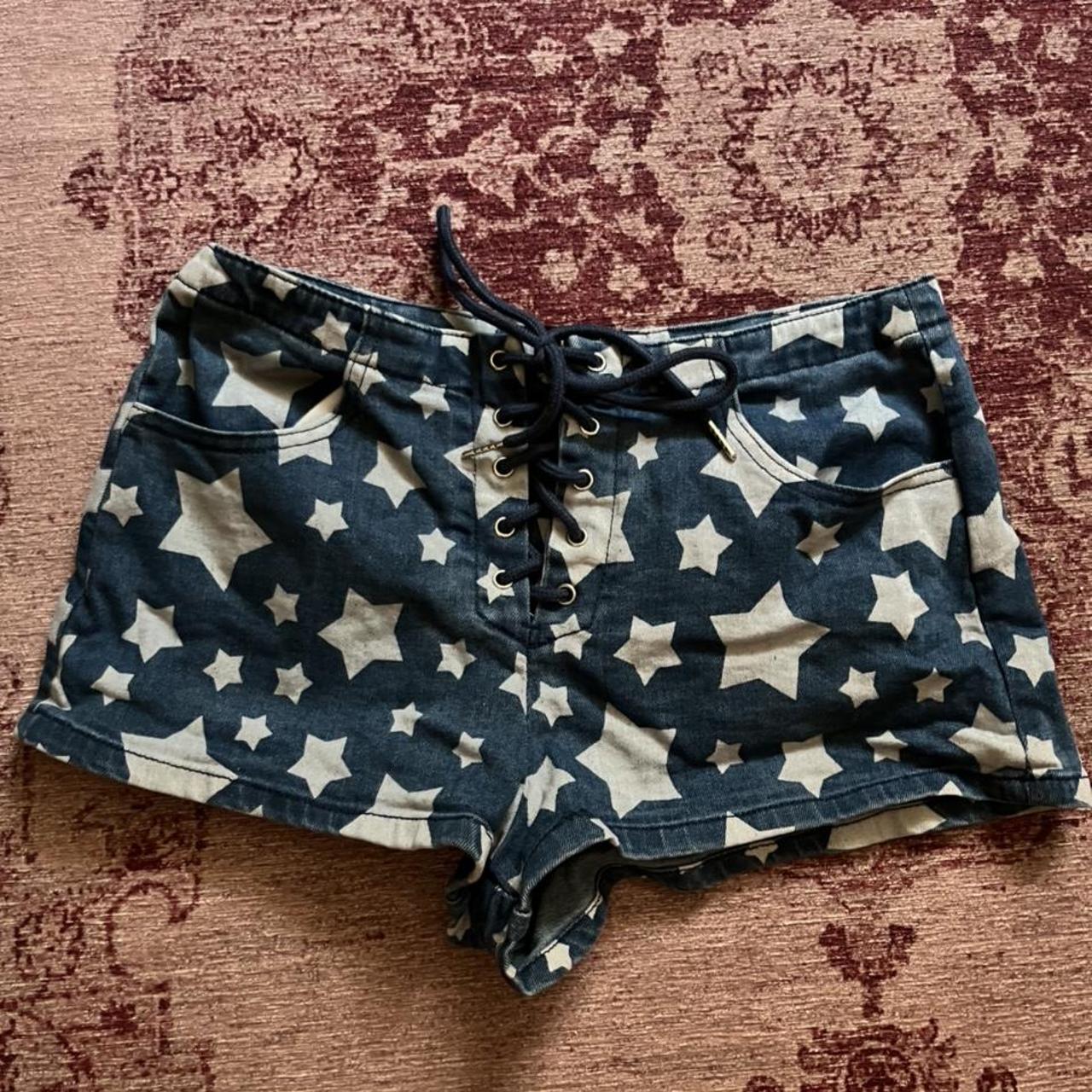 Really cute denim star print lace up shorts Says... - Depop