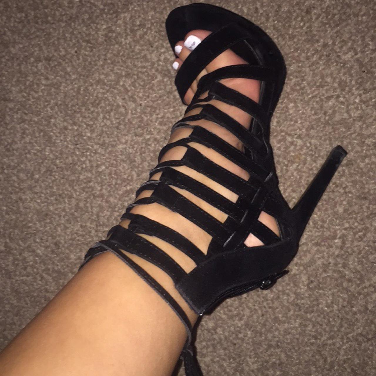 Missguided size five lace up heels, - Depop