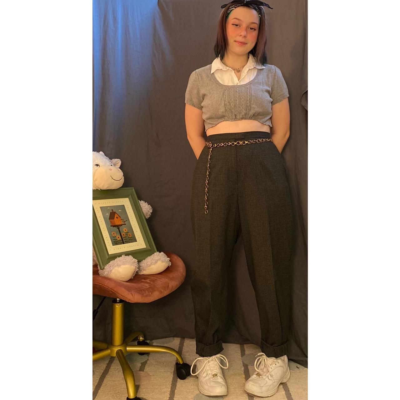 Grey preppy crop top! The collar is built in & the... | Depop
