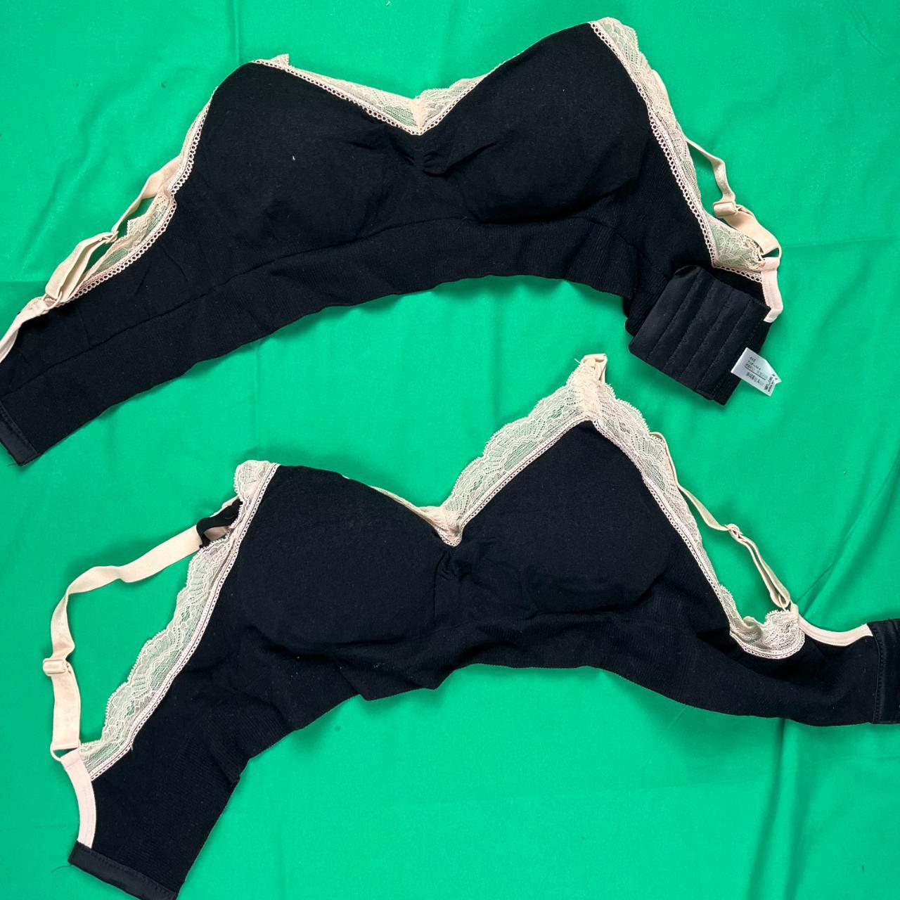 Twin Pack Bra Black with tan lace lining - Depop
