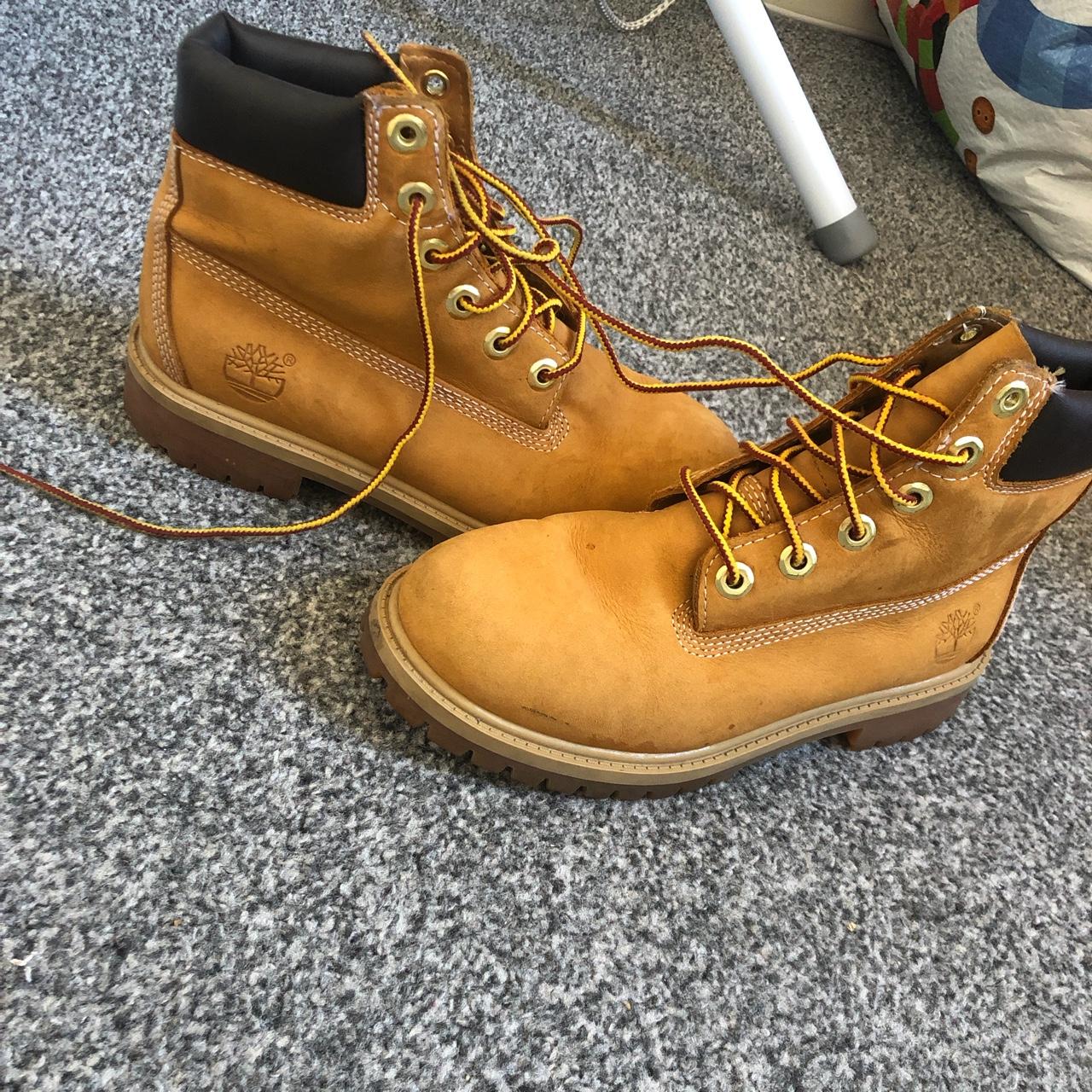 Original timberland boots UK size 3 tan worn a... - Depop