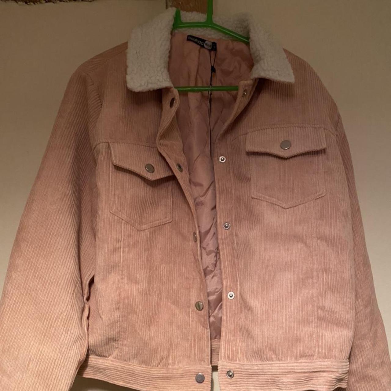 Boohoo pink cord jacket with white collar. Brand new... - Depop