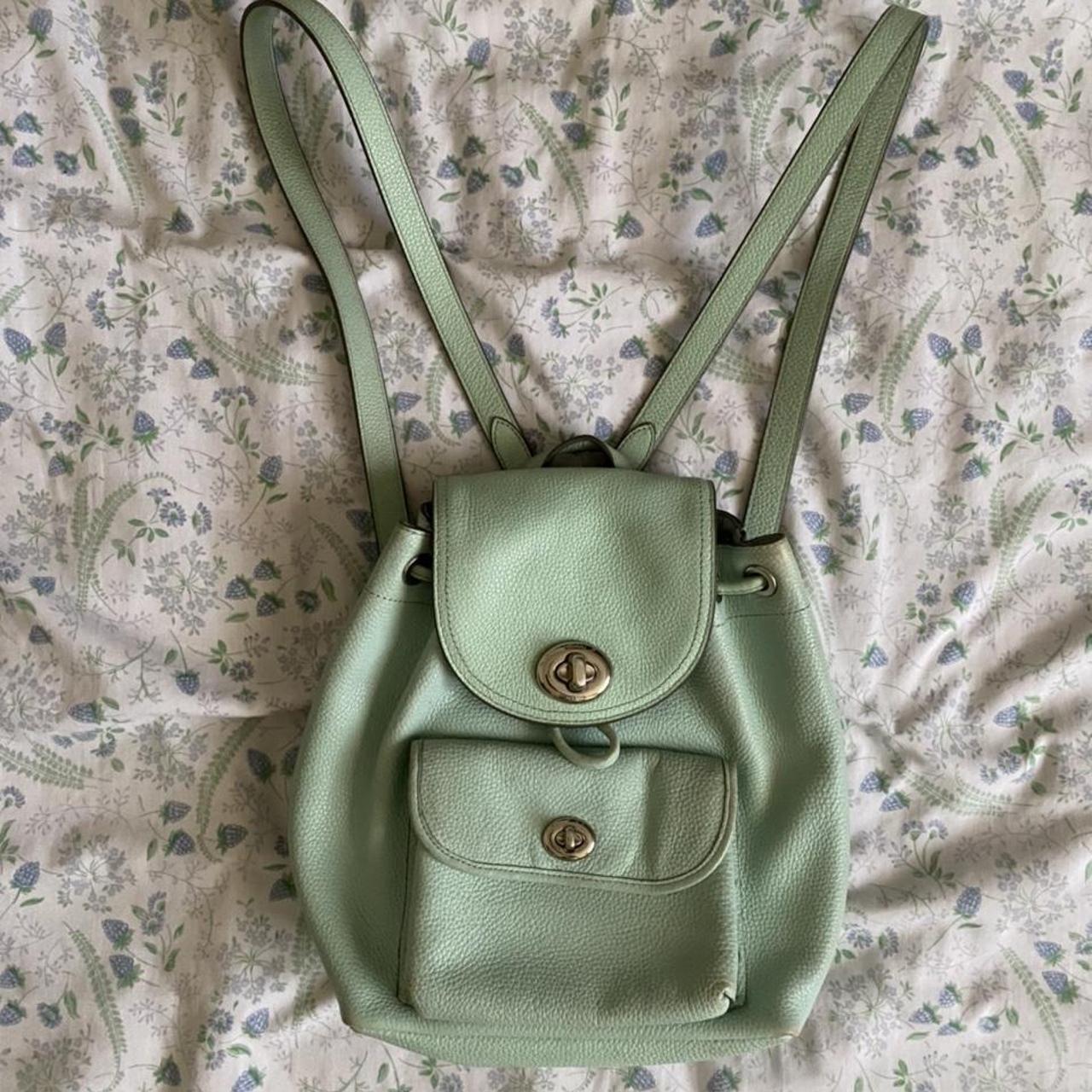 Coach seafoam green mini backpack - Depop