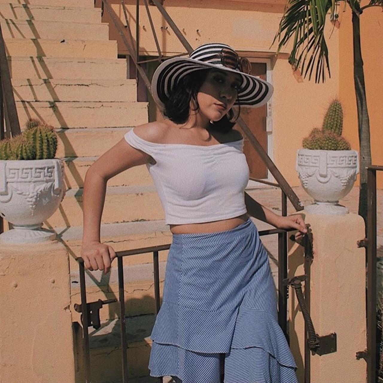 Long blue ruffle skirt As seen on me in Miami... - Depop