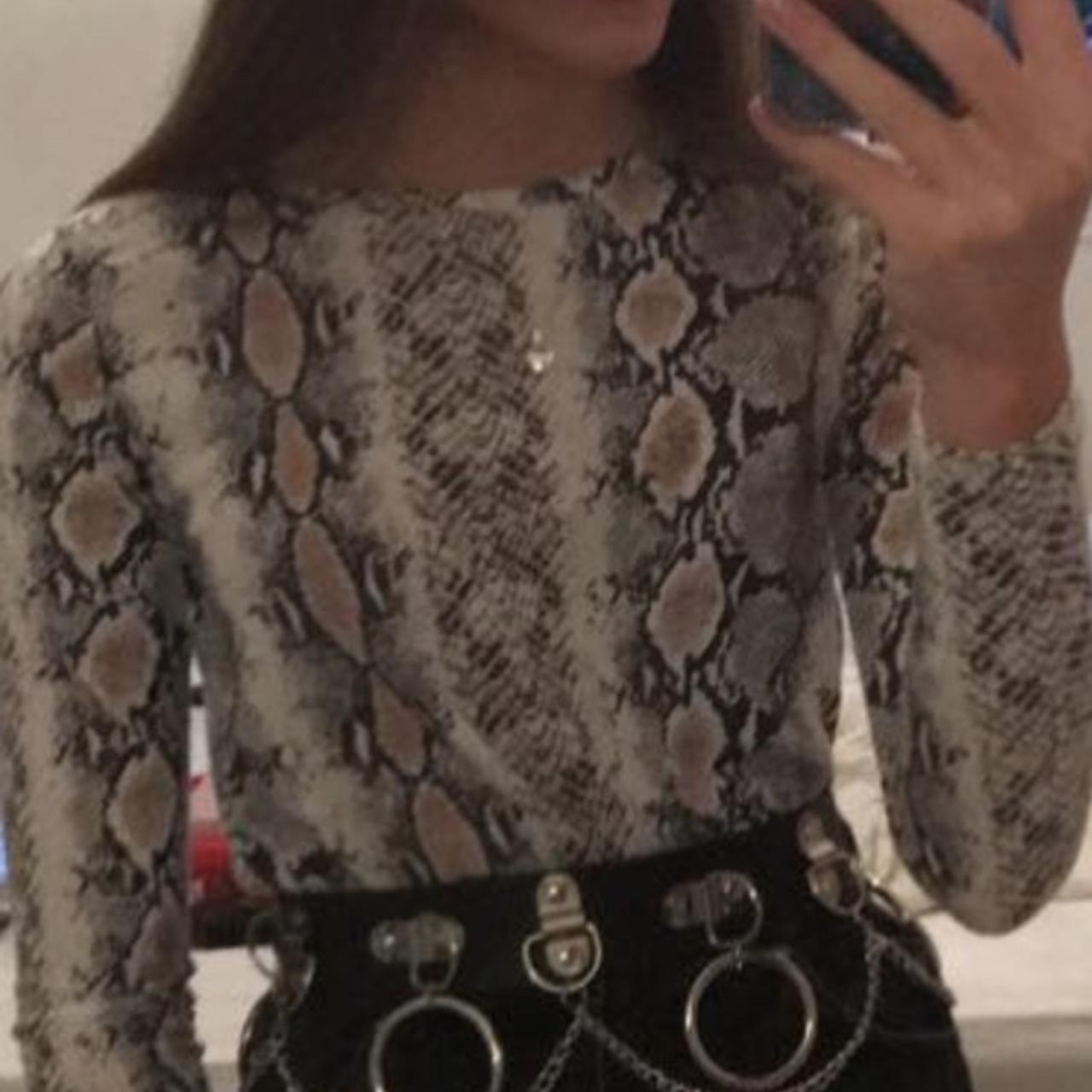 Pretty Little Thing long sleeve snake skin top, only... - Depop