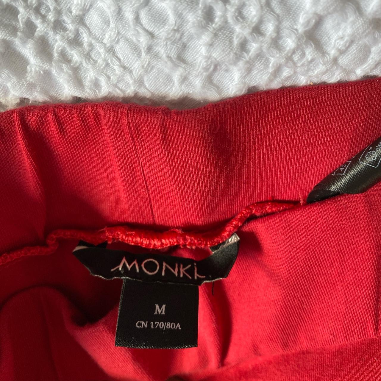 Monki red leggings with white side stripe • Size M •... - Depop