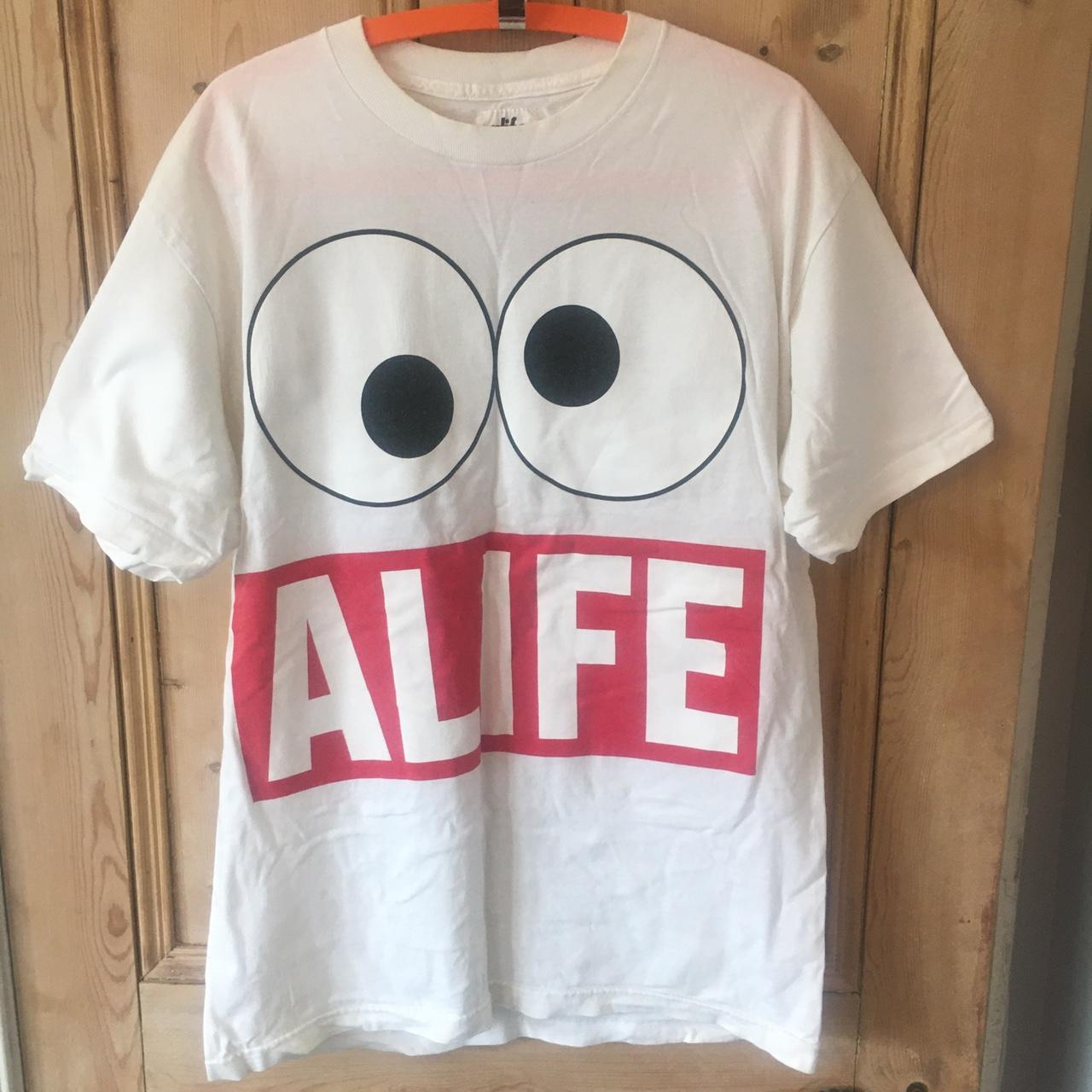 ALife NYC eyes box logo white T-shirt Excellent... - Depop