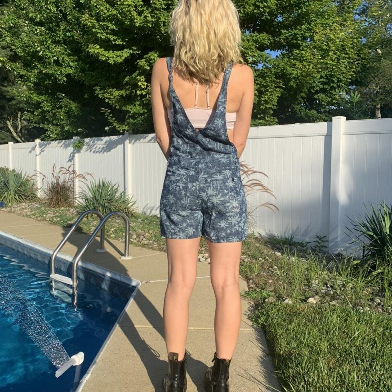 Vintage overall shorts Adjustable drawstring waist... - Depop