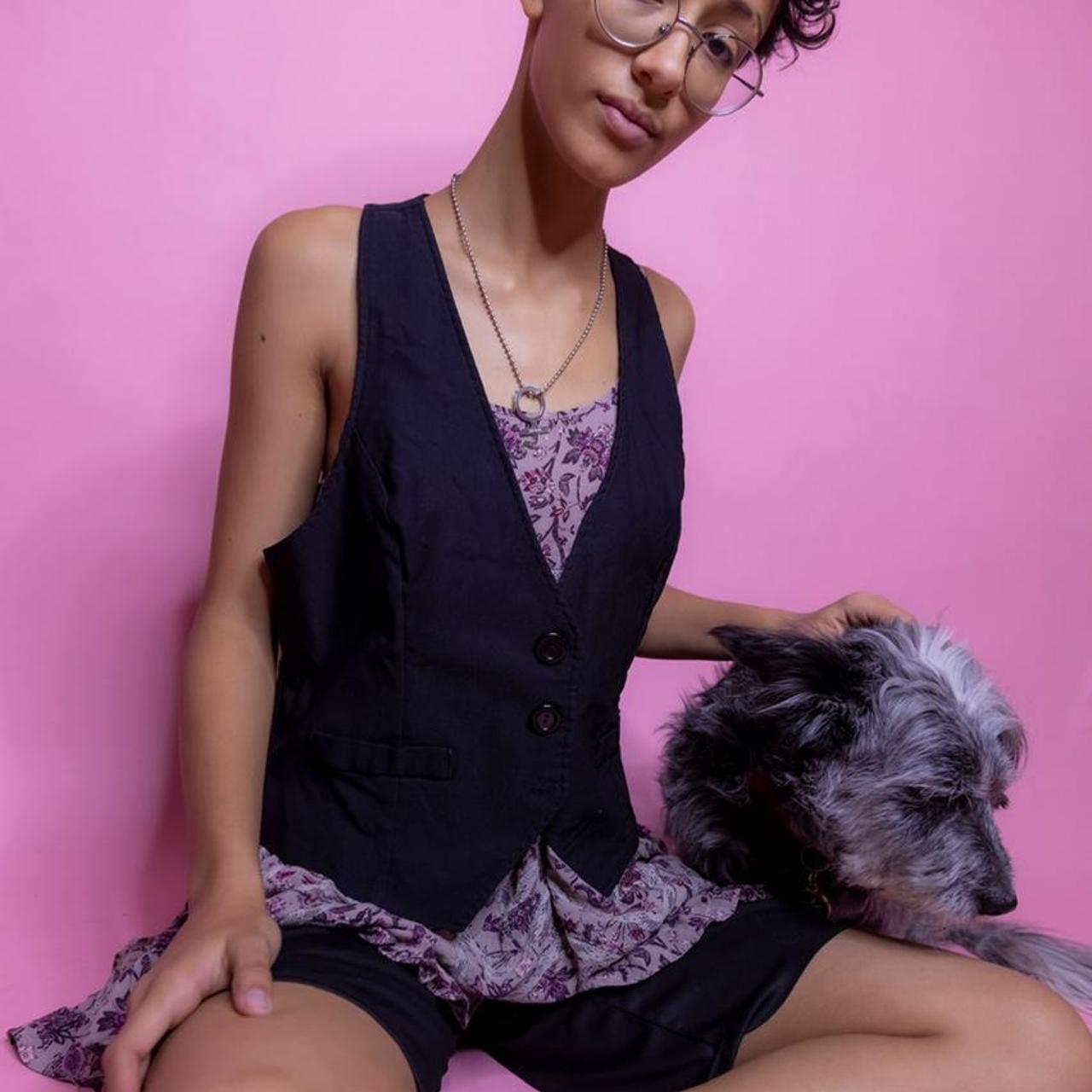 Y2K mall goth stretchy black vest by fashion... - Depop