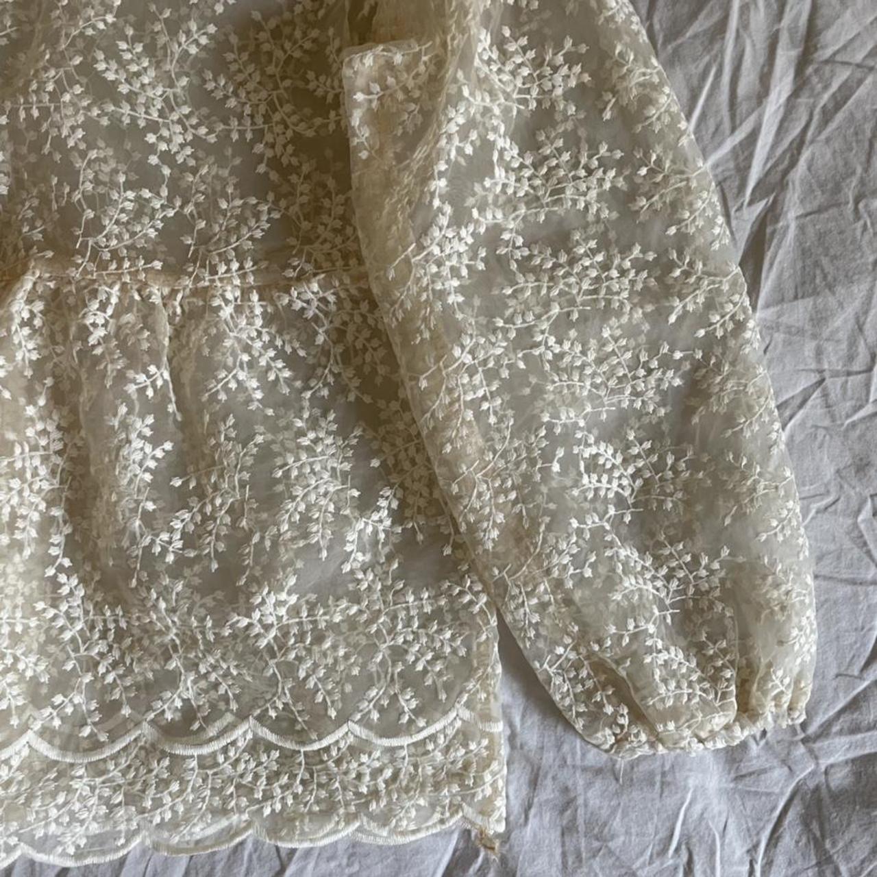 Amazing sheer embroidered top size S / 8 never worn... - Depop