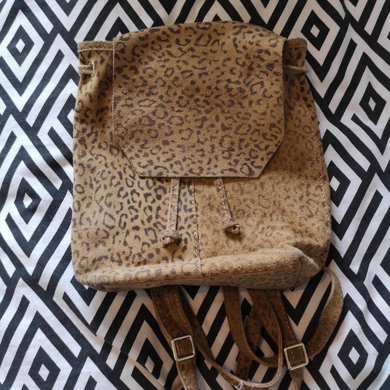 ASOS leather/suede leopard print backpack. This has... - Depop