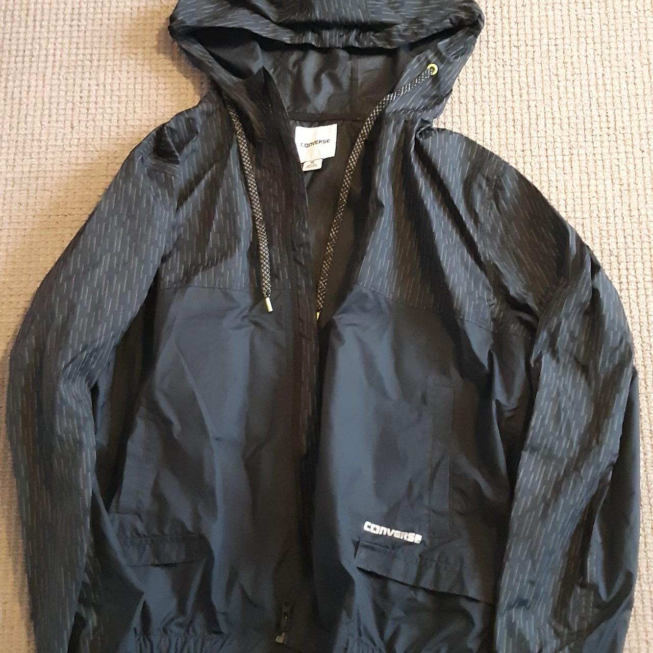 Converse rain jacket- light jacket in black with... - Depop