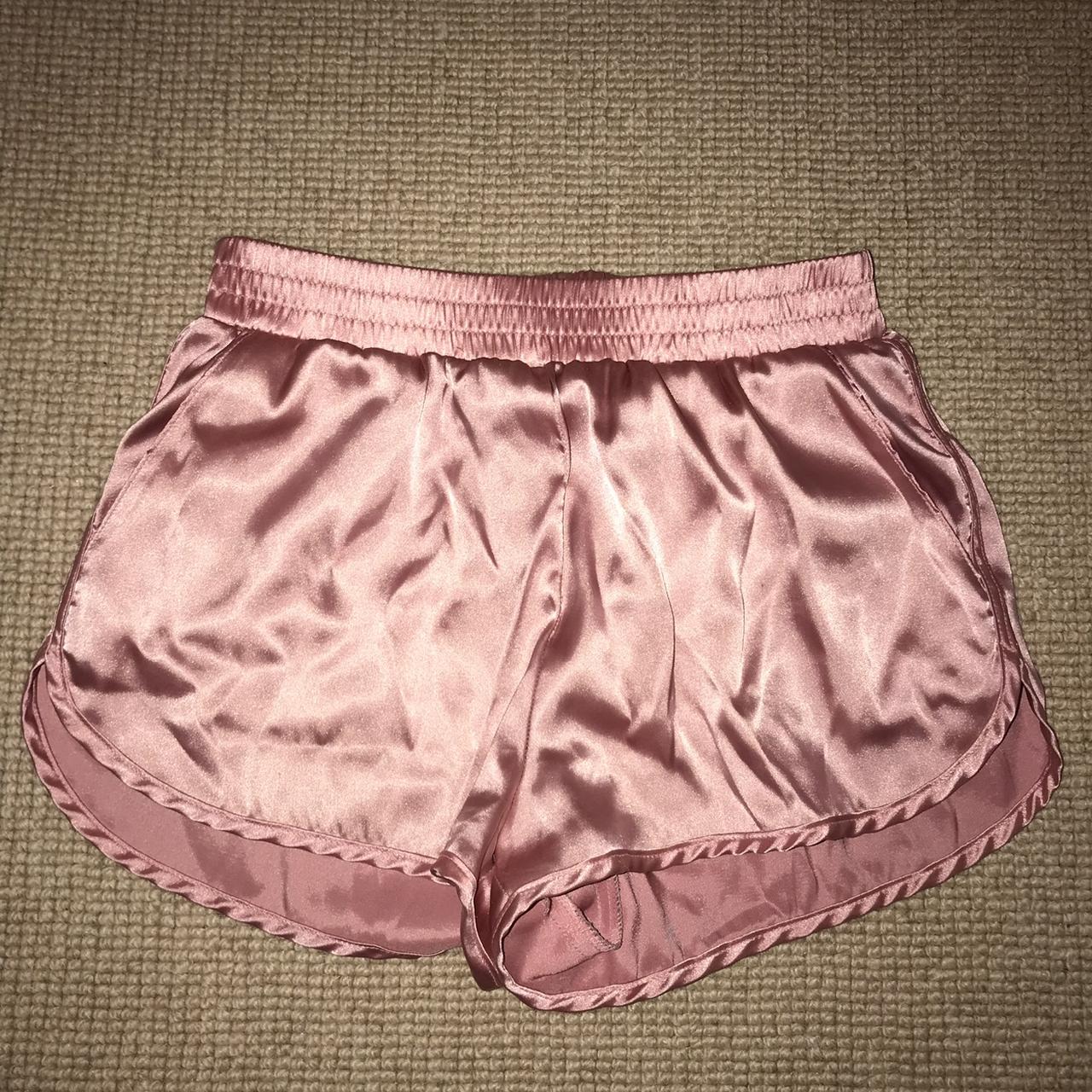 Gorgeous pink satin shorts worn once absolutely... - Depop