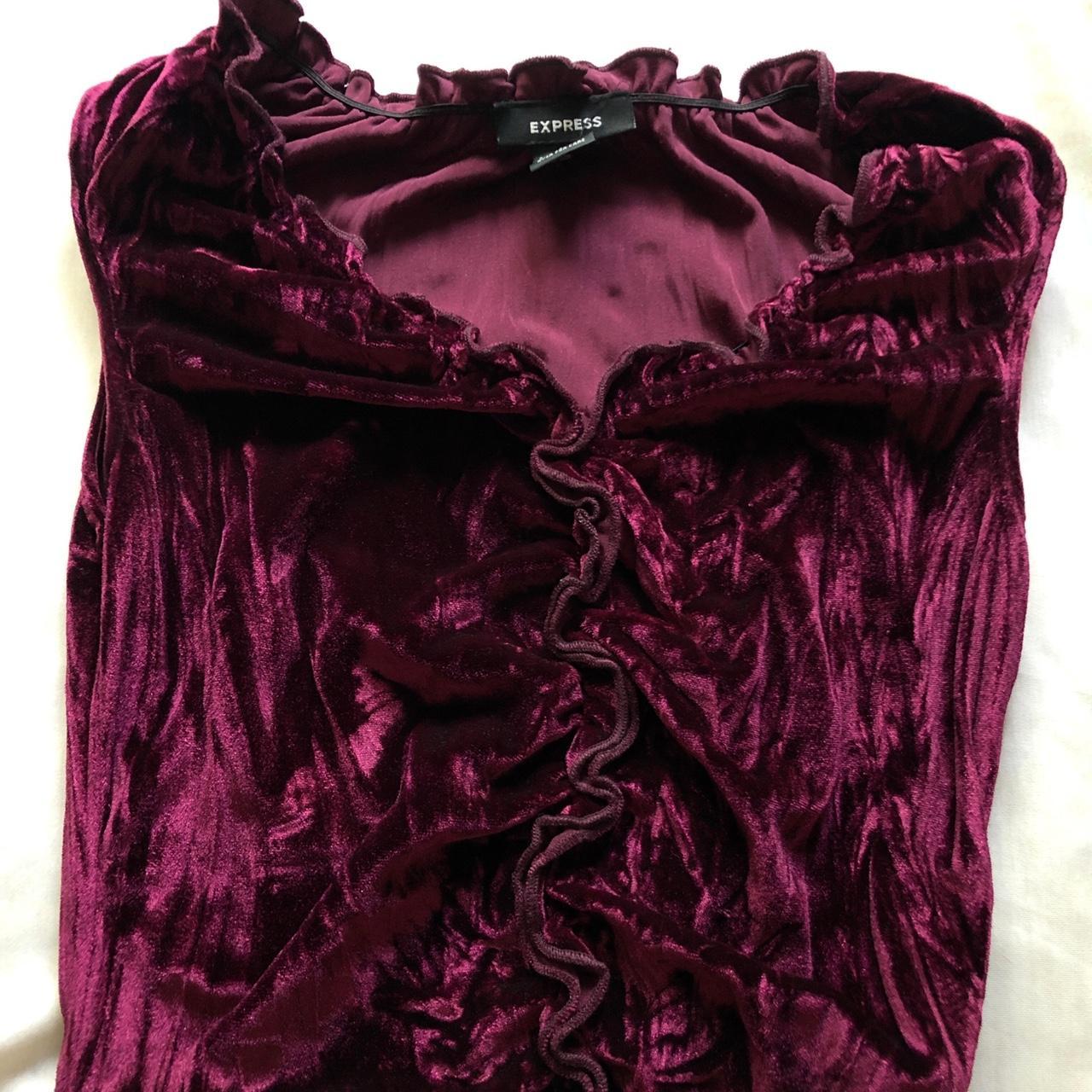 express vintage ruffle velvet top burgundy wine... - Depop