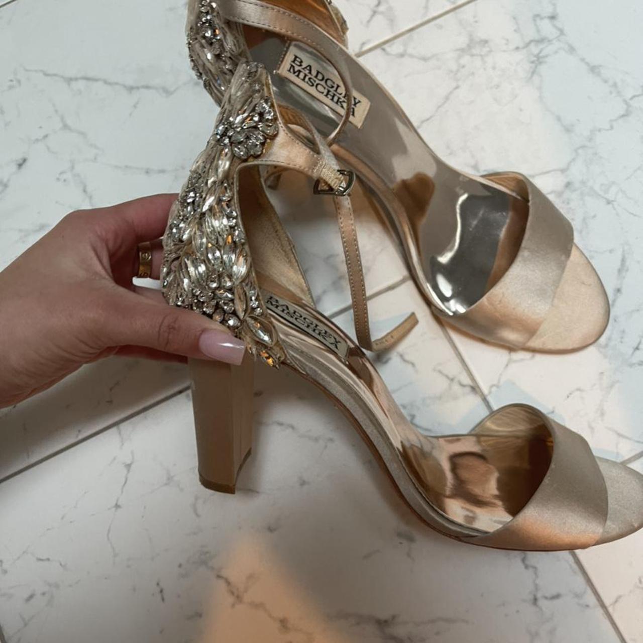 Badgley Mischka block heel Bejeweled back Very... - Depop