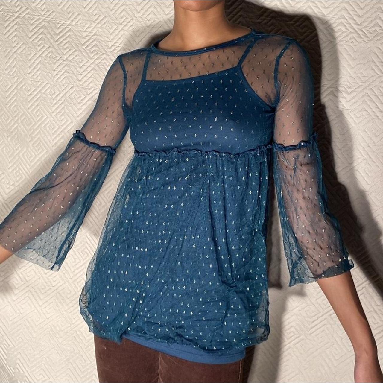 70s style Sheer Sparkle Top This long sleeve top... - Depop