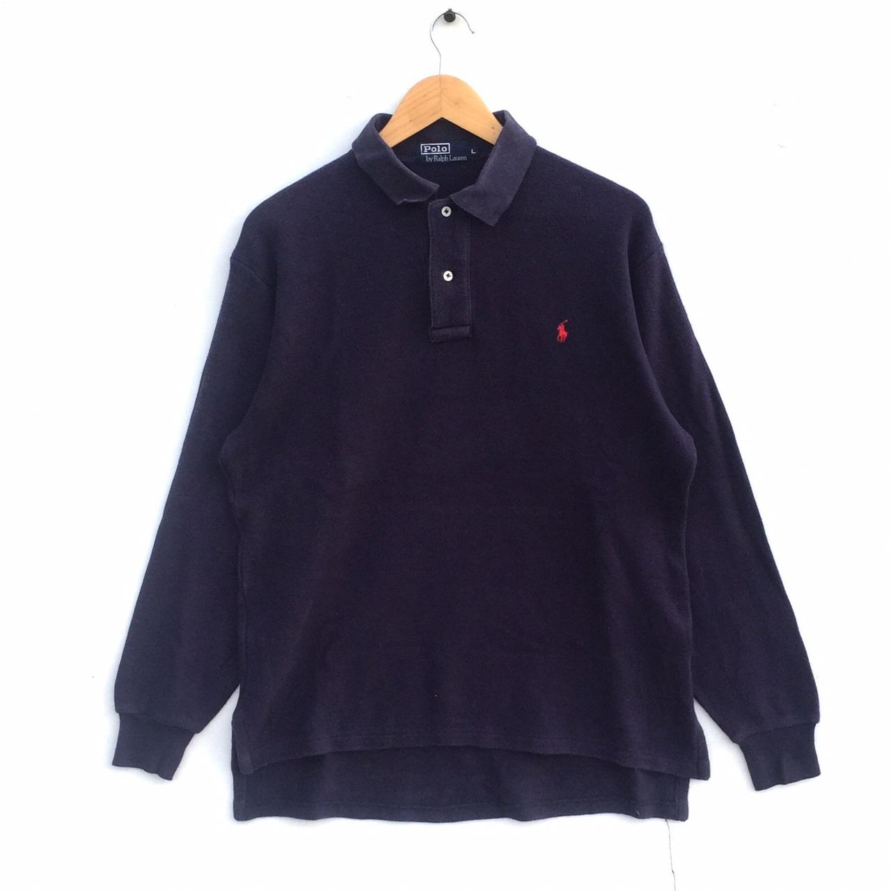 RALPH LAUREN NAVY LONG SLEEVE POLO SIZE: L (fits... - Depop