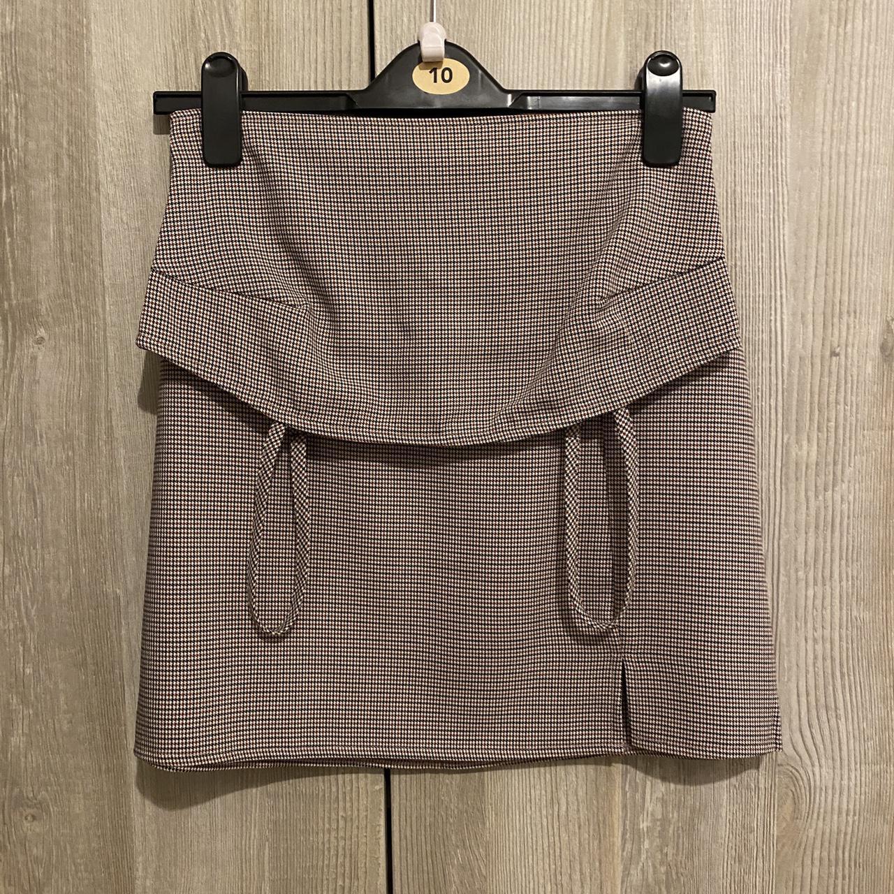 missguided grey micro dogtooth print split front... - Depop