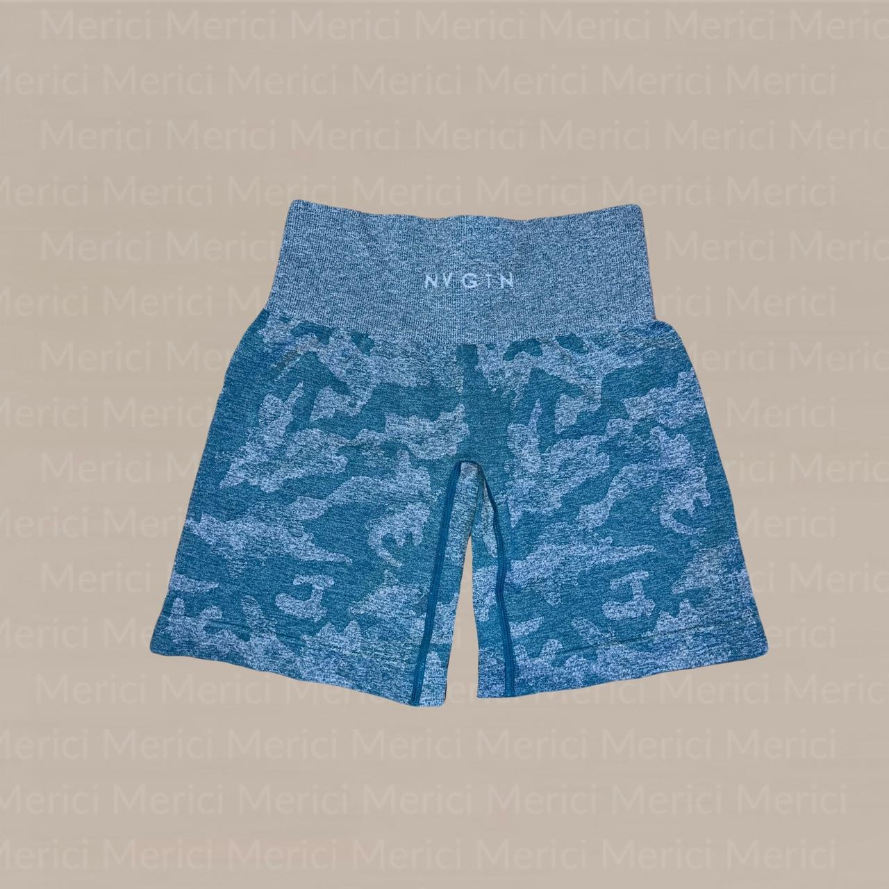 Nvgtn Shorts Teal Camo • Extra Small Depop