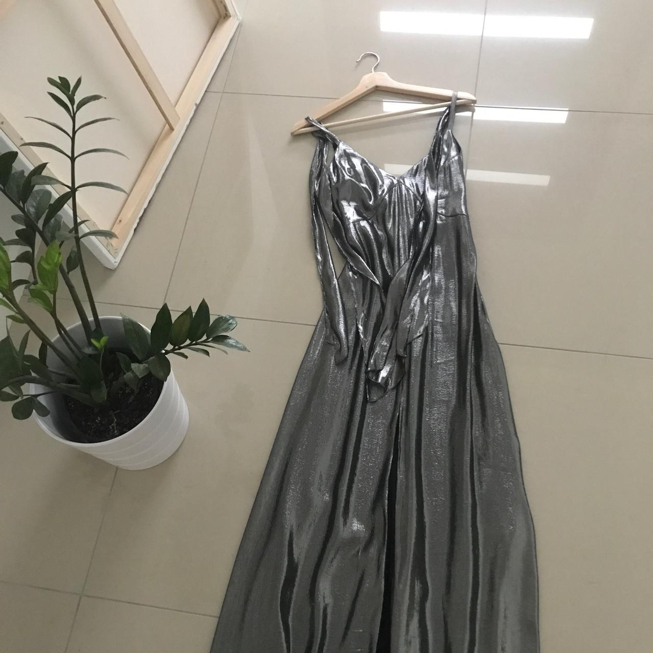 YSL SAINT LAURENT 2016 FALL DRAPE LAME GOWN SILVER... - Depop