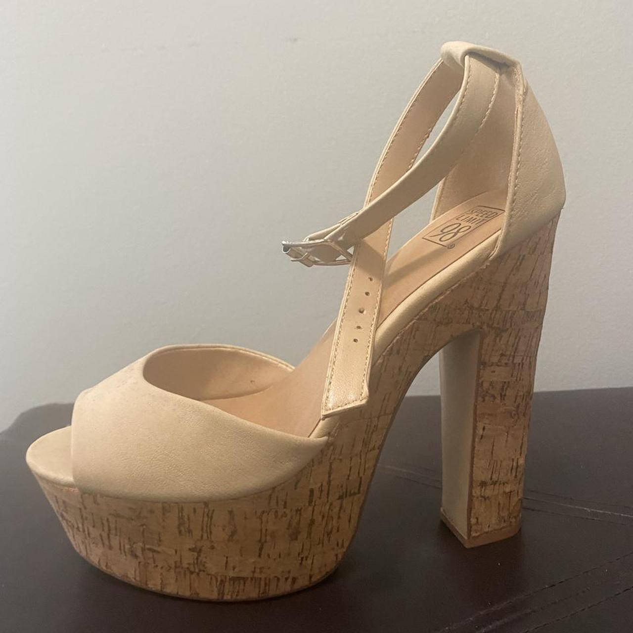 Cork platform heels in beige. Never worn. In... - Depop